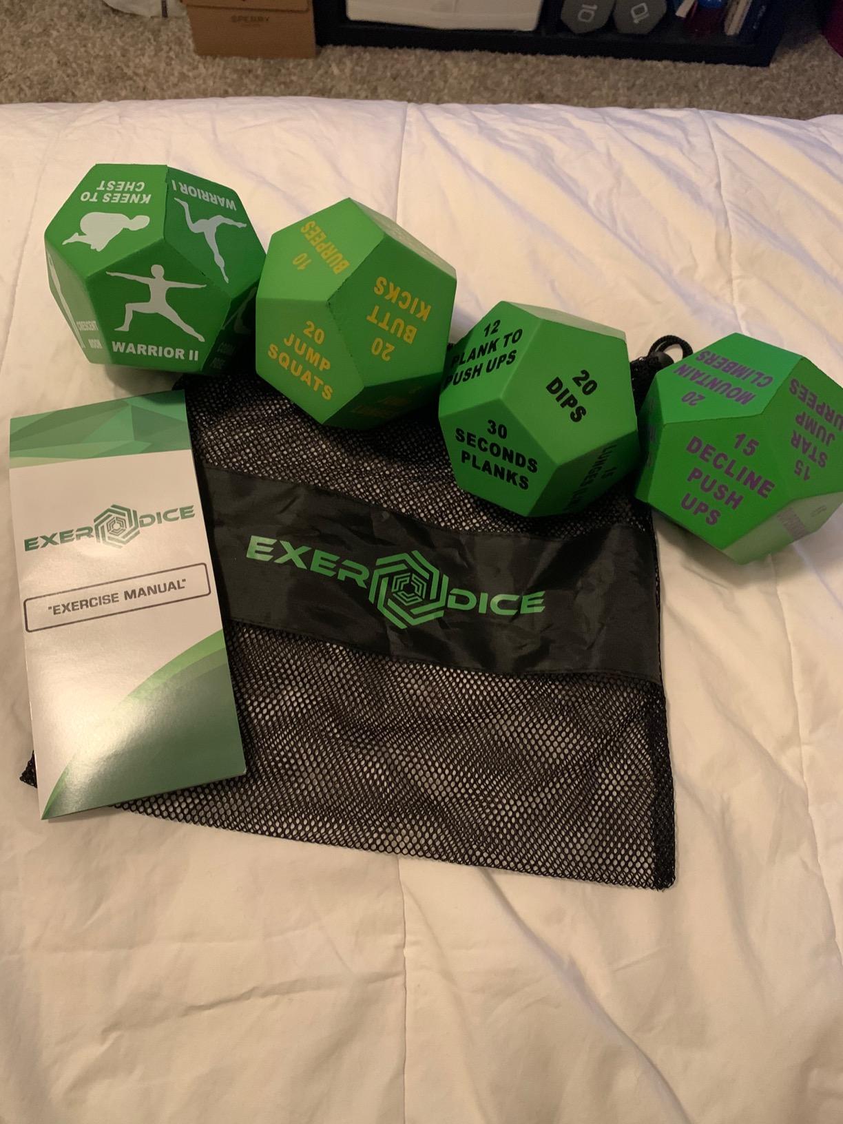 Amazon.com: 4-Pack Exercise Dice Bundle with Fitness Manual & Bag ...