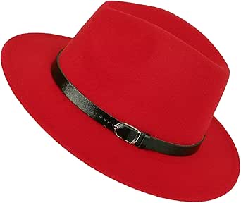 DT DANTIYA Women's Classic Wide Brim Fedora Belt Buckle Fedora Hat ...
