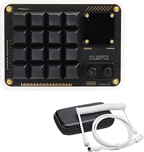 Amazon.com: NLOFIN Programmable Designer Macro Pad with Double Knob 16 Keys Custom Mini Keyboard ...