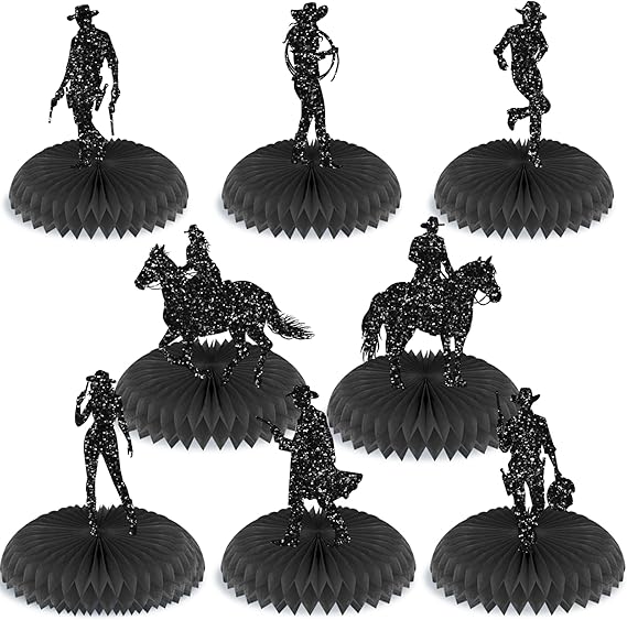 Amazon.com: 8Pcs Cowboy Silhouettes Honeycomb Centerpieces Cowboy ...
