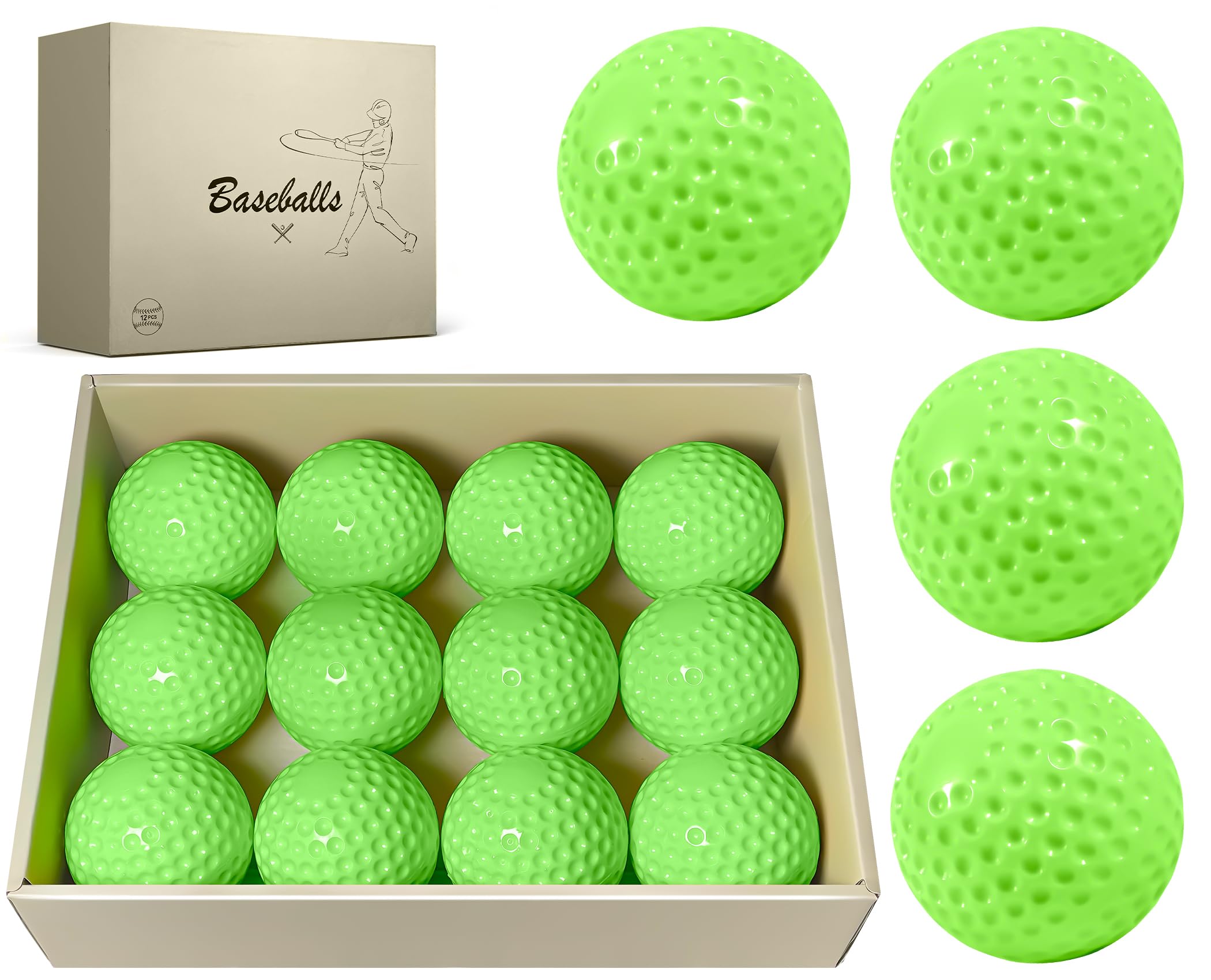 Snapklik.com : HANKLENSS Baseballs 12 Pack Yellow Dimpled Baseballs, 9 ...