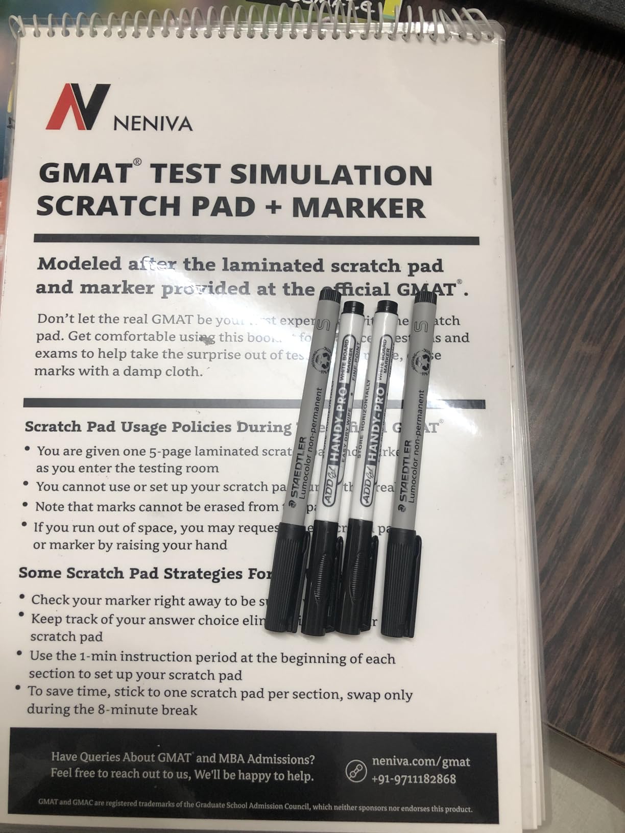 GMAT Test Simulation Laminated Scratch Pad with Markers