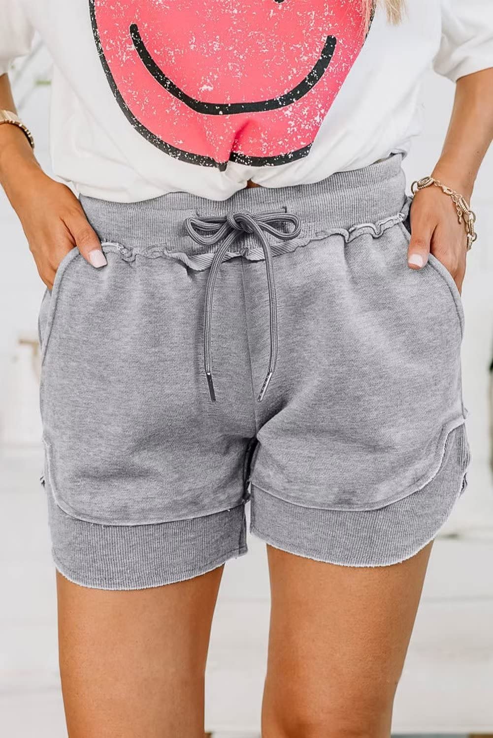 VICHYIE Womens Short for Summer Casual Plain Solid Color Sweat Shorts ...