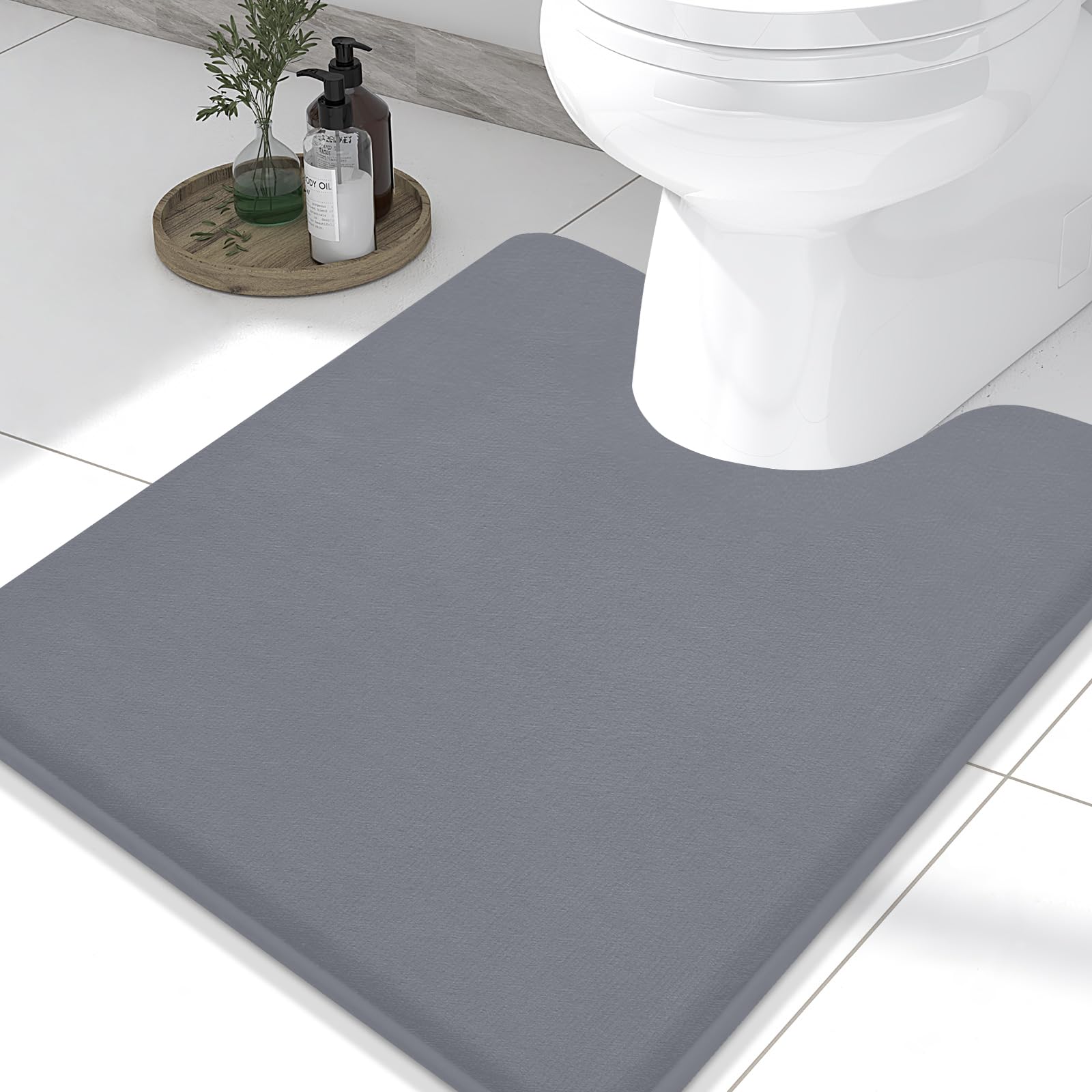 Amazon.com: Smiry Memory Foam U-Shaped Toilet Bathroom Rugs 24" x 20 ...