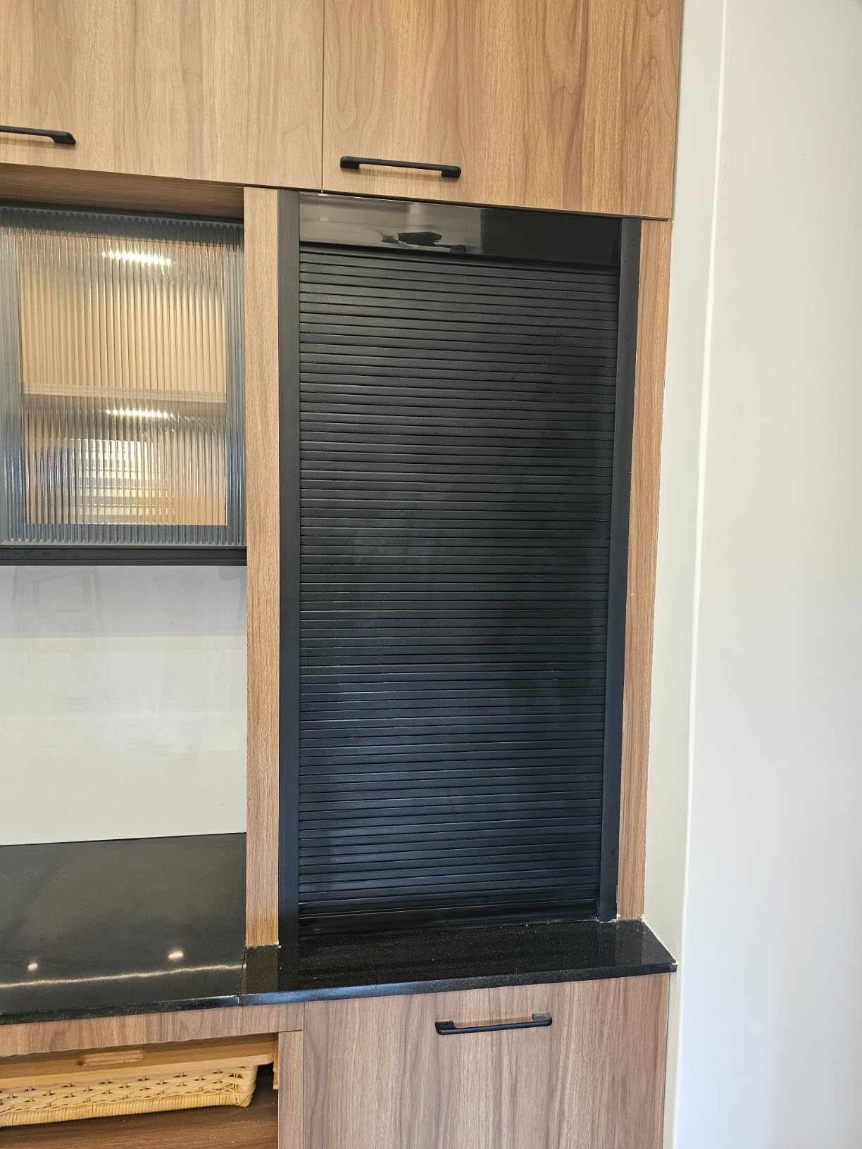 Now & Ever White Glass Rolling Shutter Cabinet (24 inch, Black) 1 Piece ...