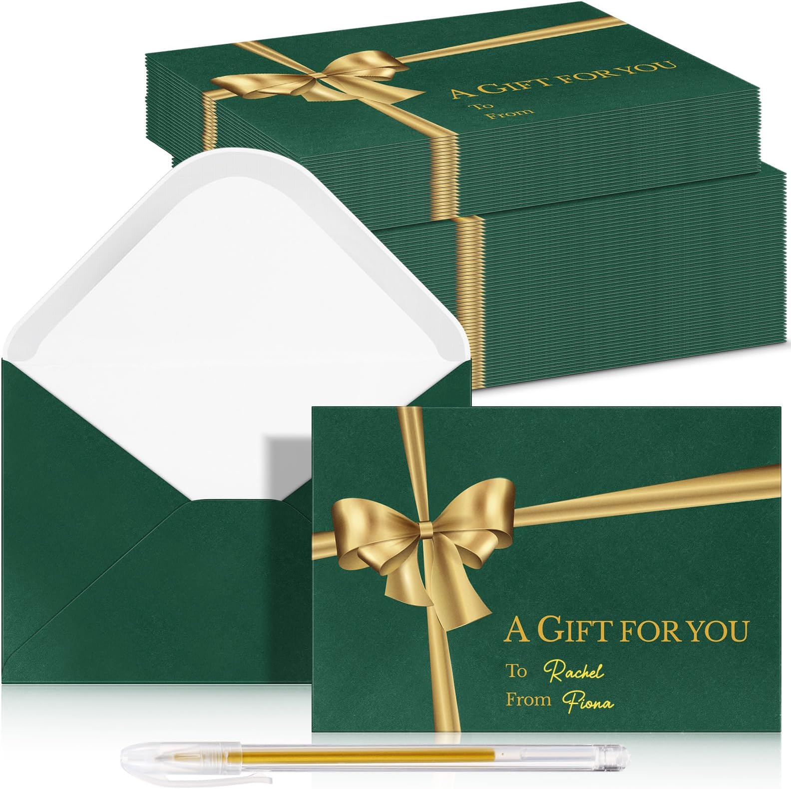 Amazon.com : Glenmal 50 Pcs Gift Card Envelopes with Golden Bow ...