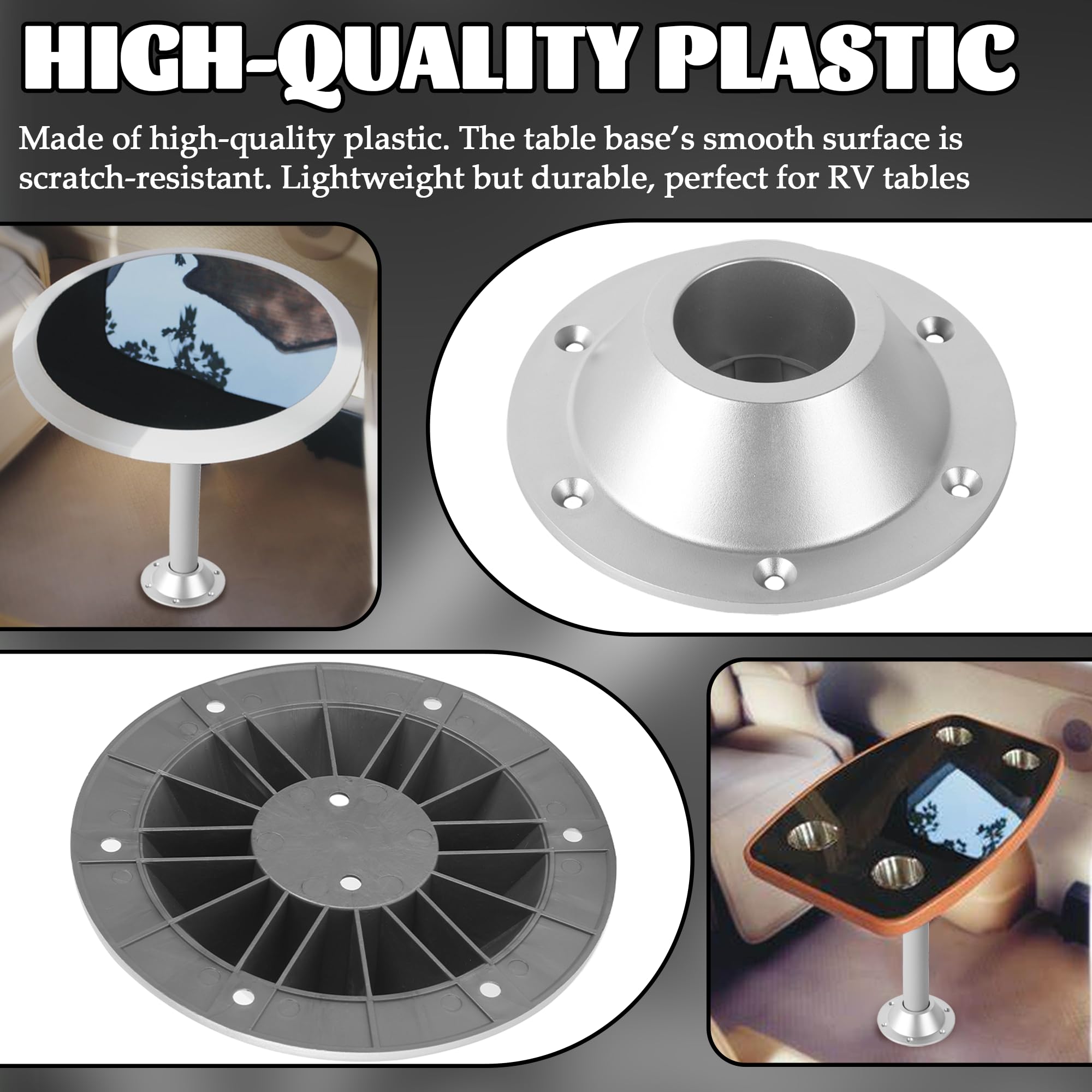 Snapklik.com : TonGass (4-Pack Silver RV Table Base (Standard Size ...