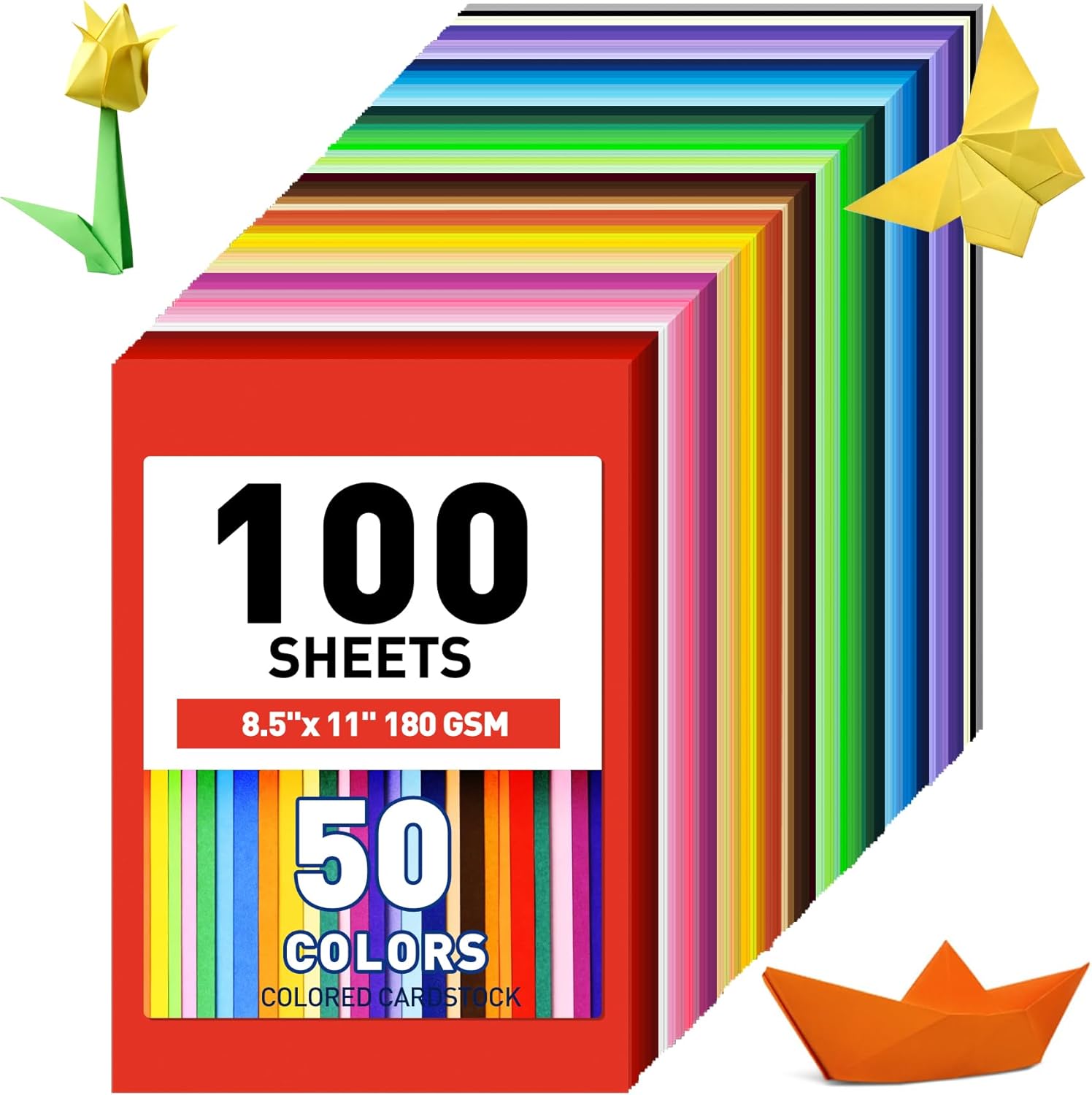 Amazon.com : MAXECHO 8.5" X 11" Colored Cardstock Bulk 100 Assorted ...