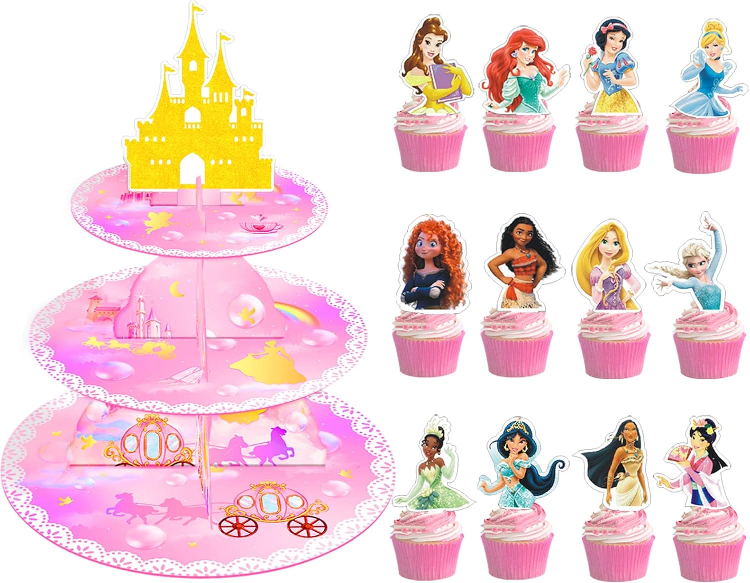 Amazon.com | YNOUU 25 PCS Princess Birthday Party Decorations, Pink ...