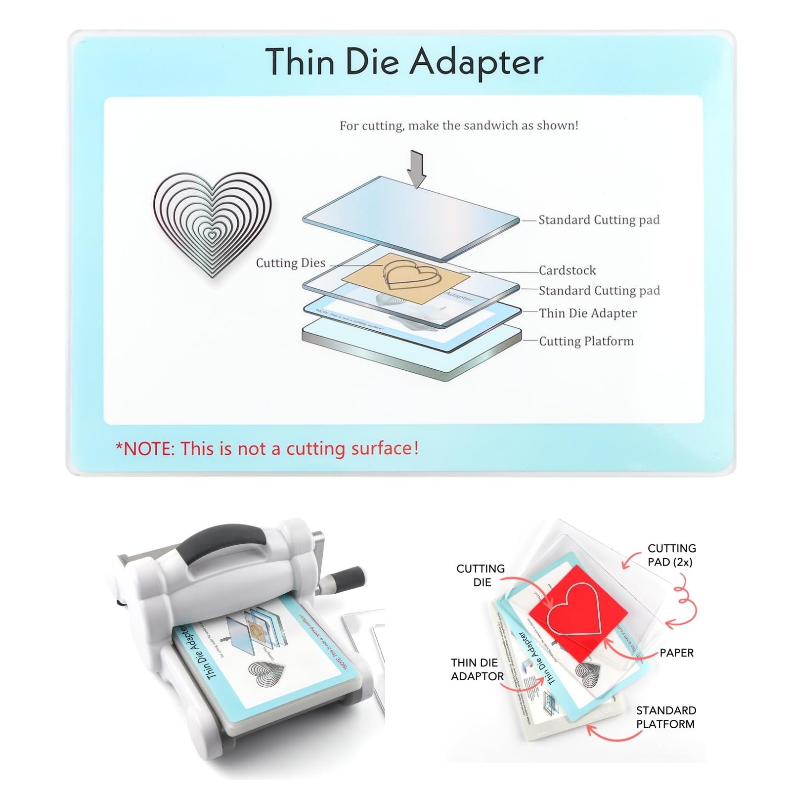 Amazon.com: KIRABATIO 9"x 6"Clear Thin Die Adapter for Die Cutting ...