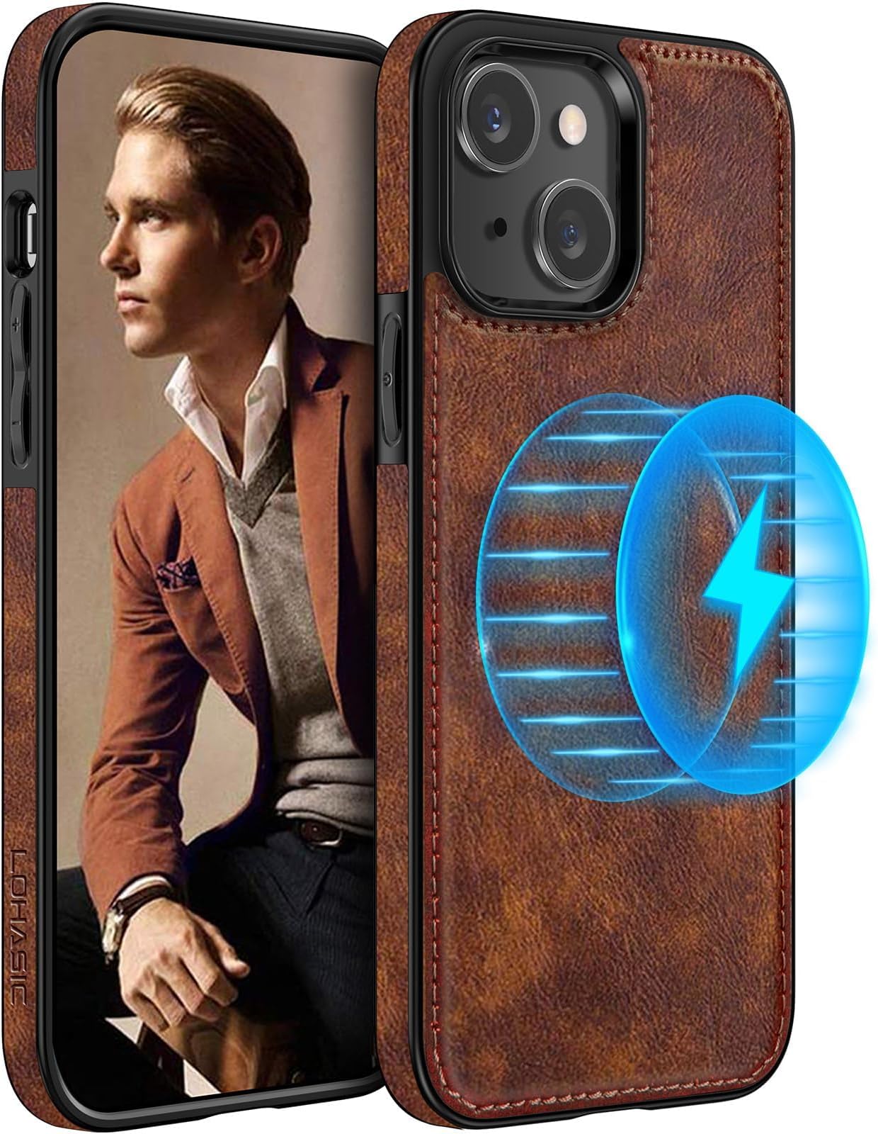 Amazon.com: SURPHY Designed for iPhone 15 Plus Leather Case with Screen ...