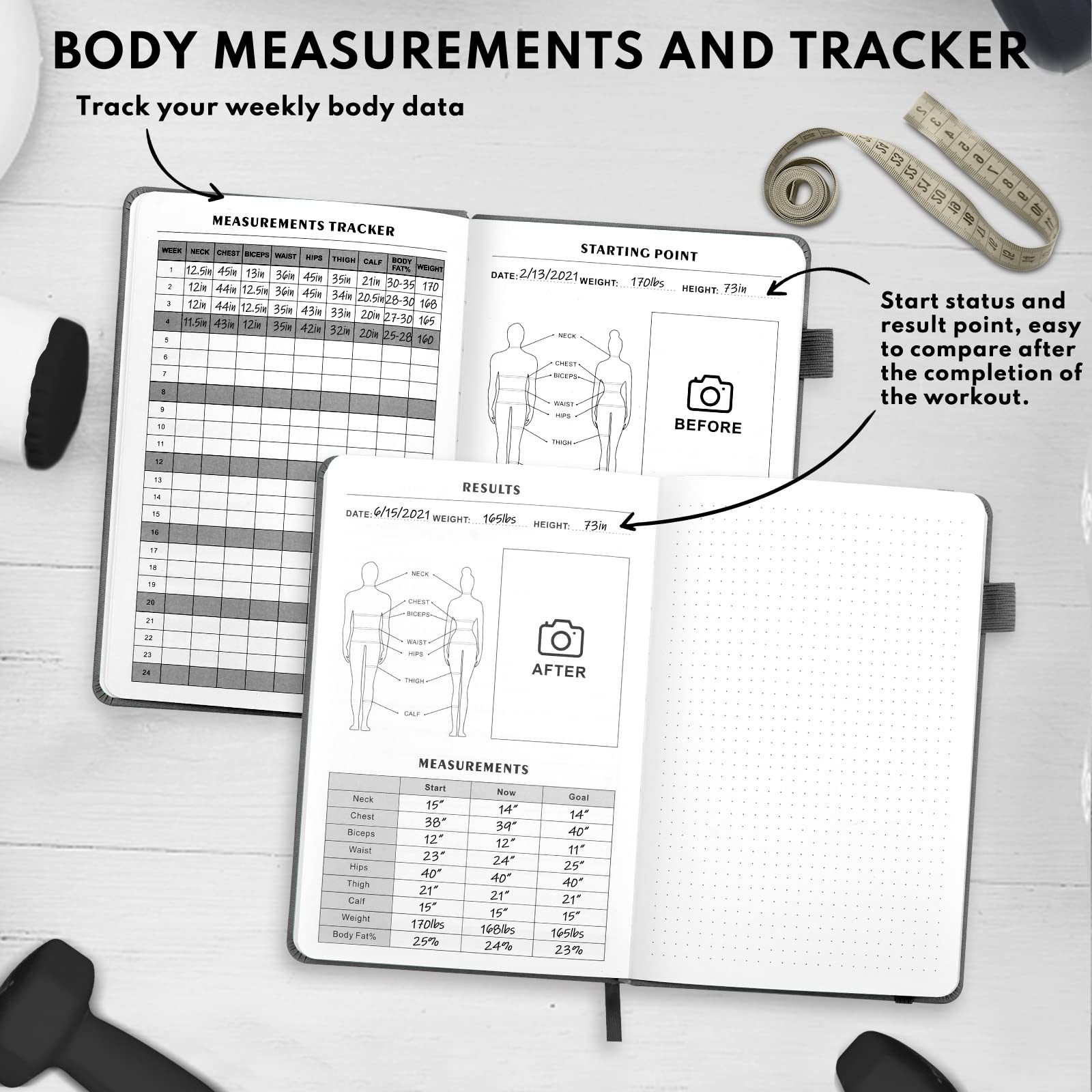 Snapklik.com : Fitness Journal Hardcover Workout Planner 6- Month ...