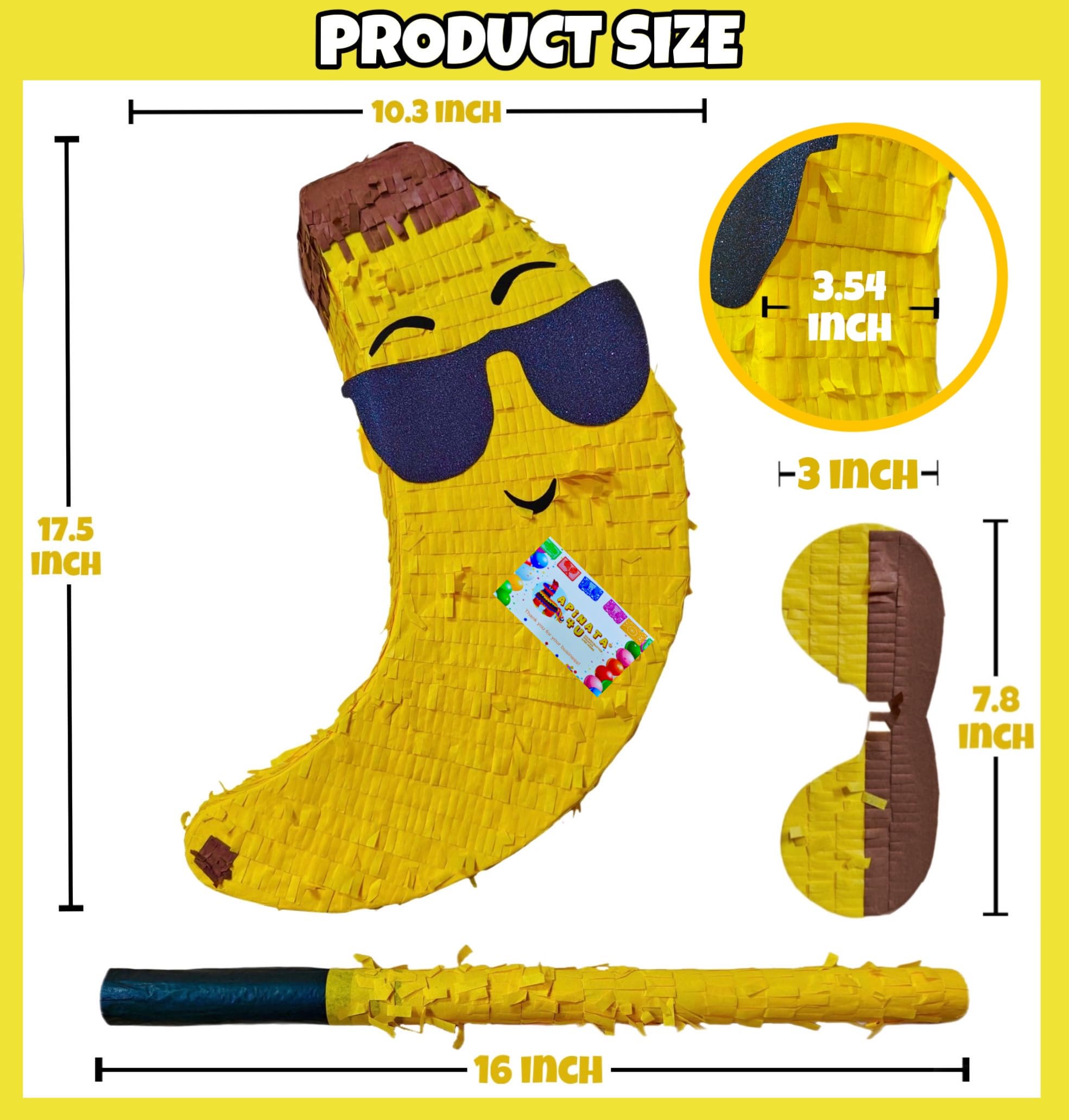 APINATA4U Tall Banana with Sunglasses Pinata (17.5x10.3x3.5 Inch ...