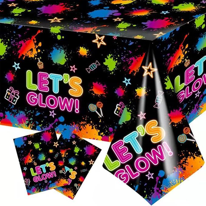Amazon.com: 3 Pcs Glow Party Table Covers Neon Party Tablecloths Glow ...