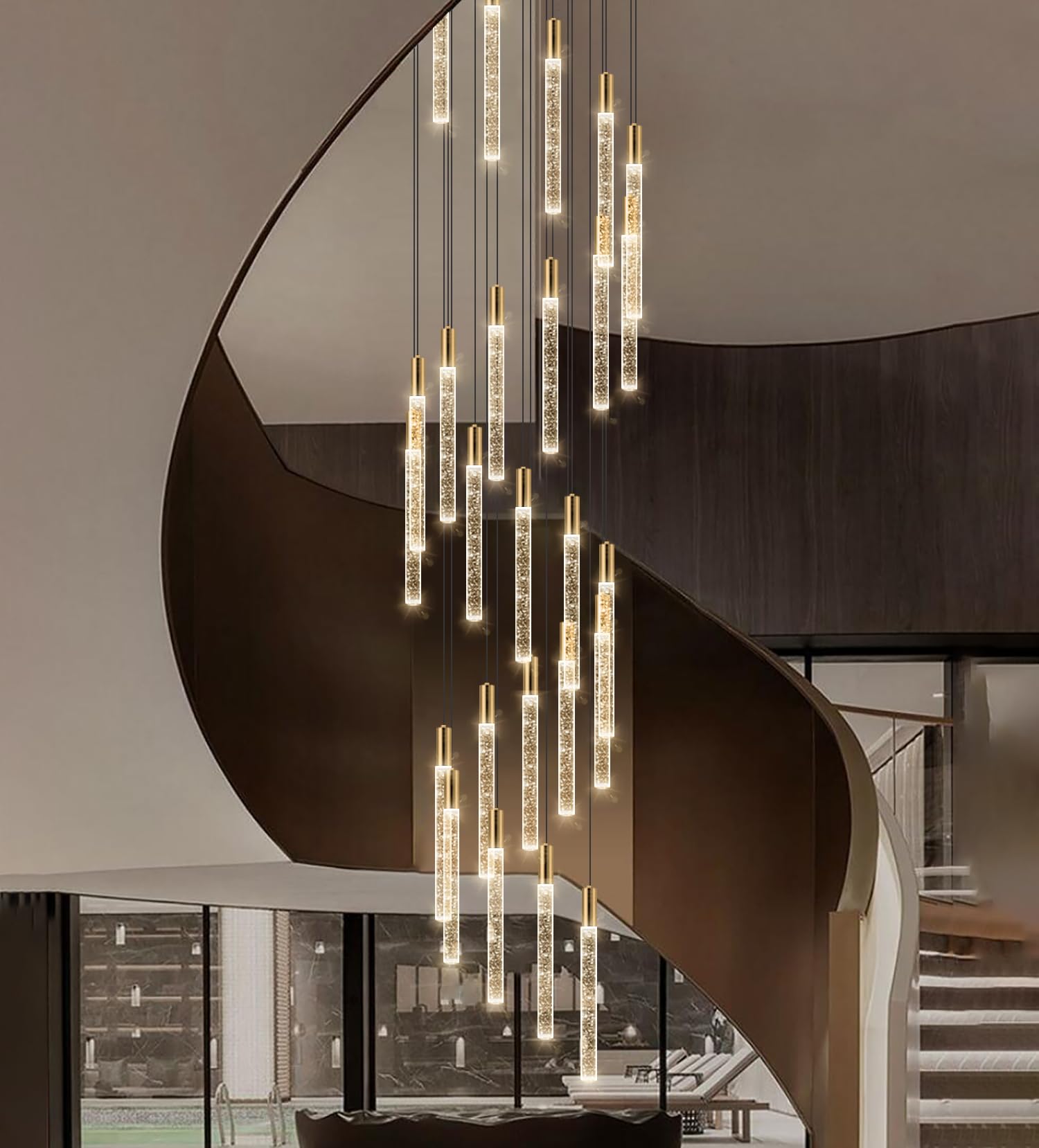 HAIXIANG 13 Foot High Ceiling Chandelier for Entryway Modern Crystal ...