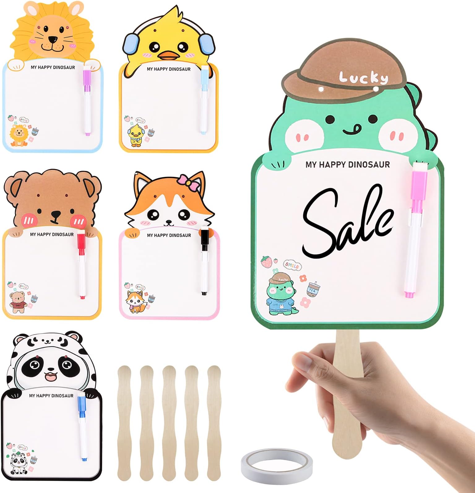 Amazon.com : 6 Pcs Cartoon Dry Erase Answer Paddle with Markers Double ...