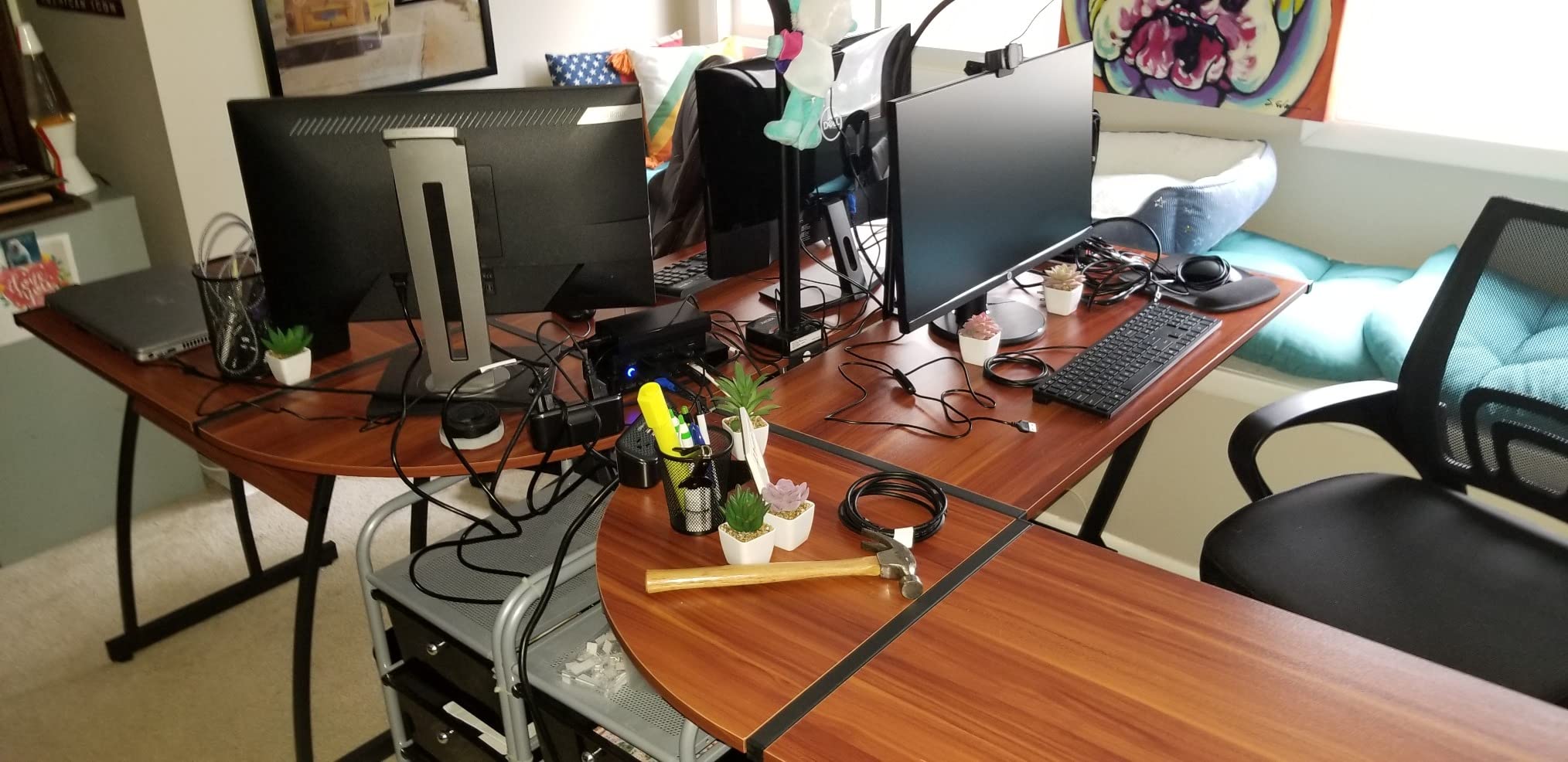 $12/mo - Finance SUPER DEAL L-Shaped Corner Desk Computer Gaming Desk - Modern Home PC Table ...