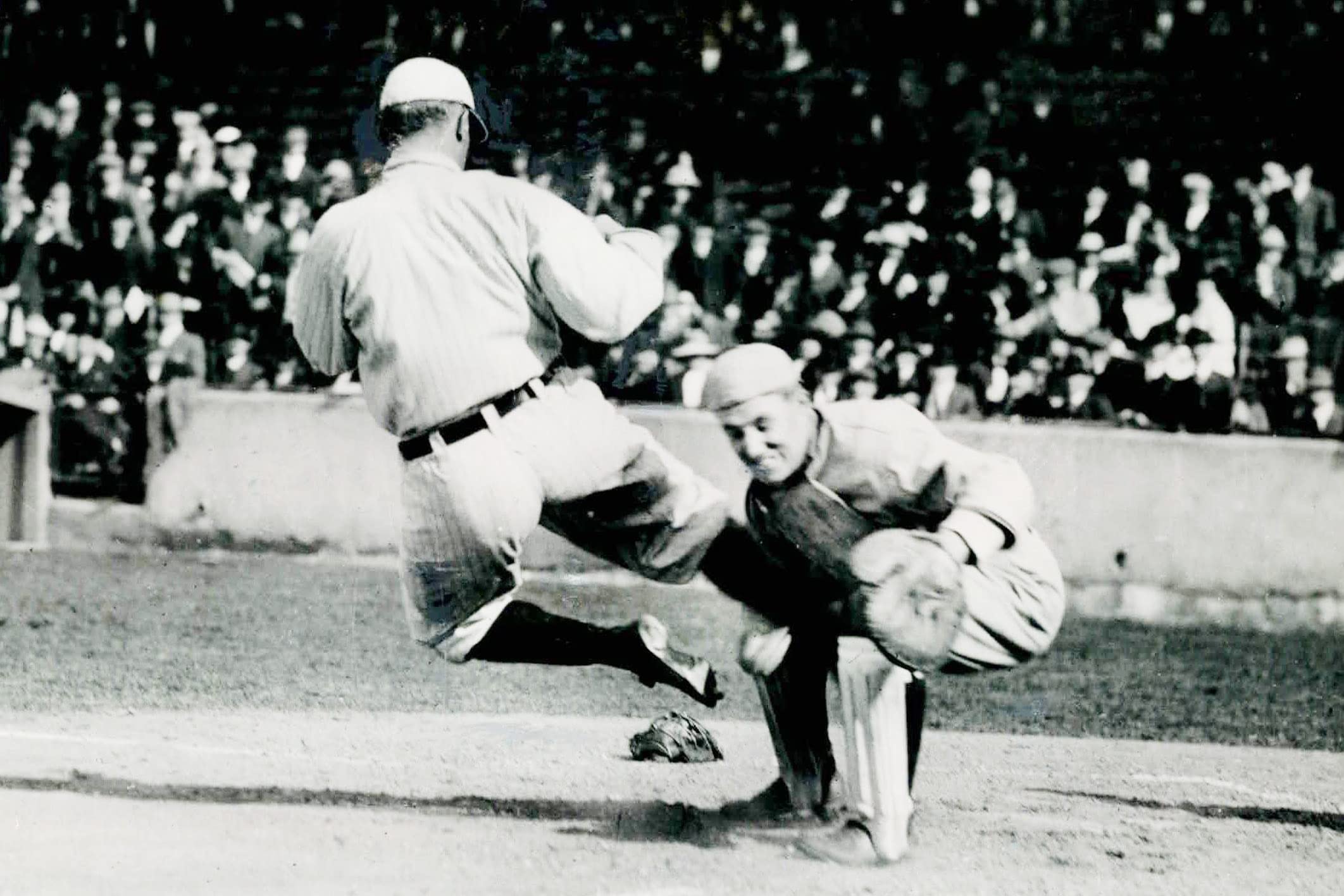 Amazon.com: 24x36 gallery poster, Ty Cobb sliding spikes-high into St ...