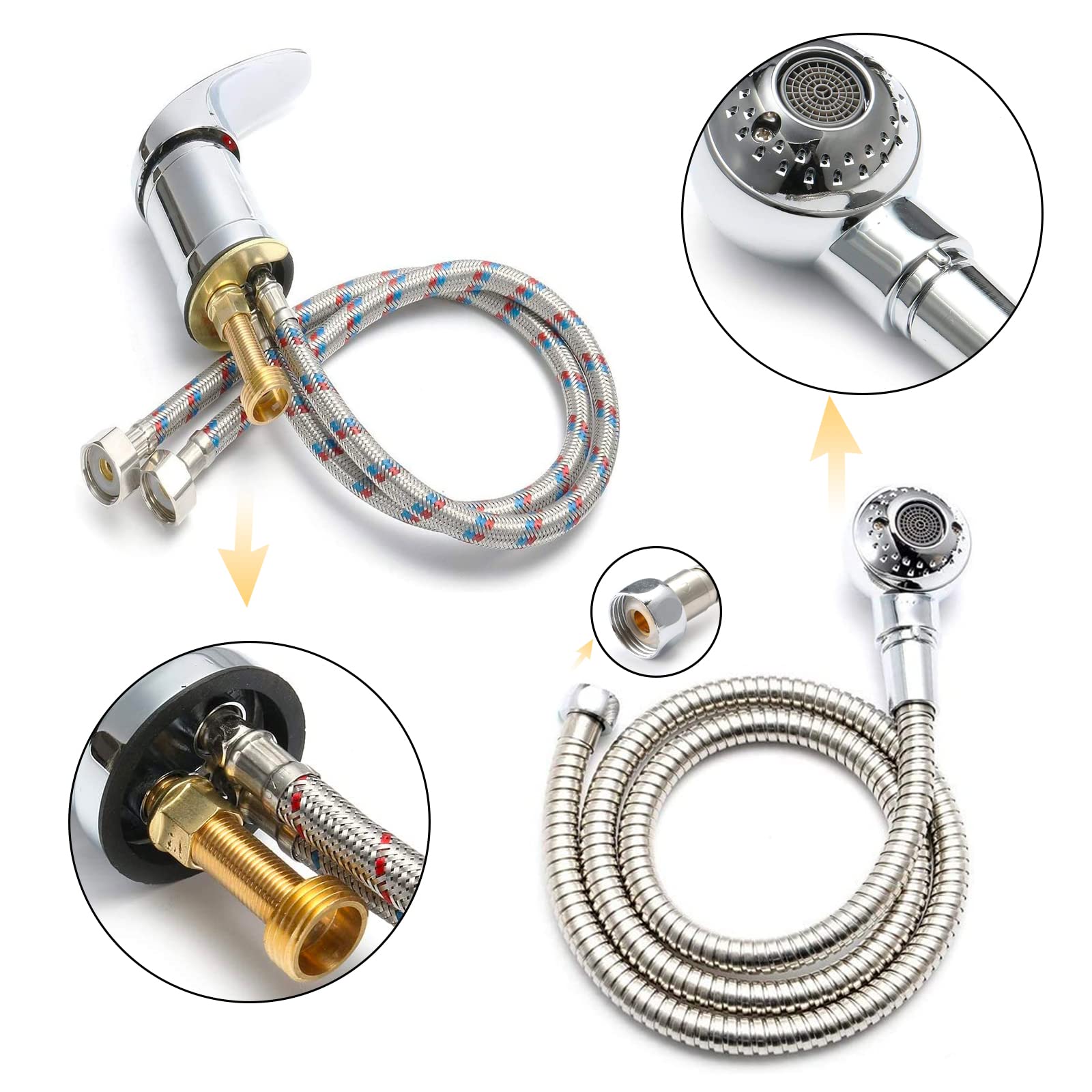 Mixer Taps Sprayer Set, Shower Head with Hose Handheld Shower Head ...