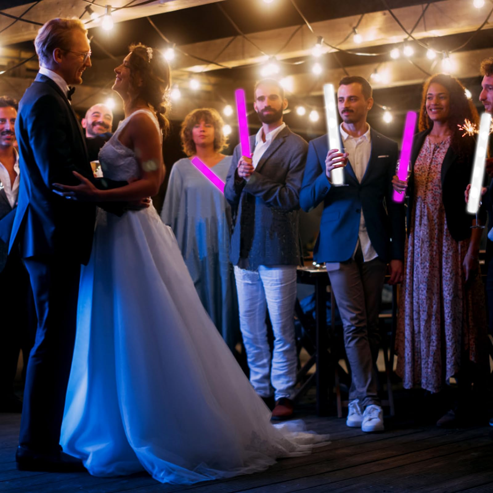 Snapklik.com : Glow Foam Wand, 36 Pcs Pink Giant LED Light Up Sticks 3 ...