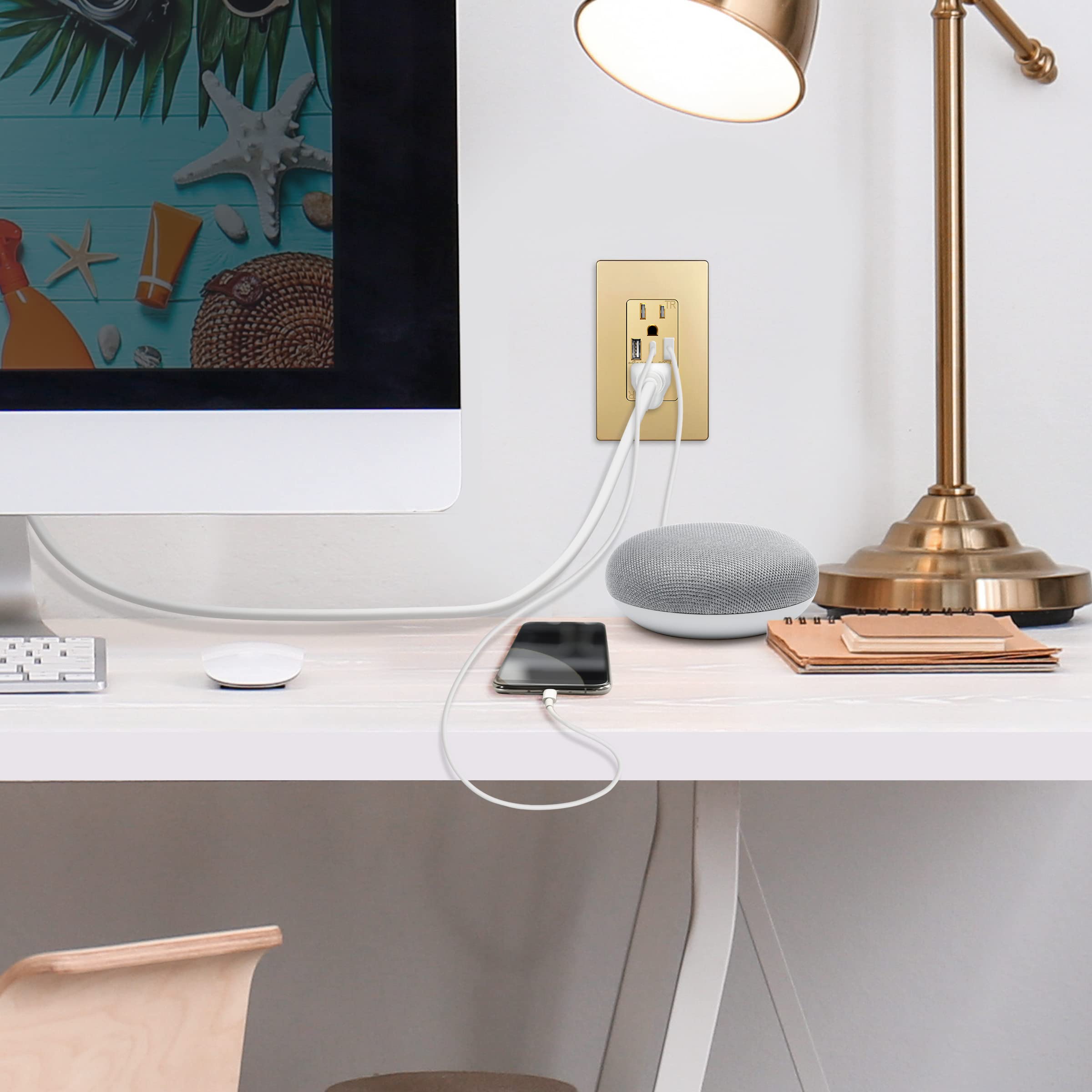 Snapklik.com : TOPGREENER USB Outlet, 3-Port Type C USB Wall Outlet, 15 ...