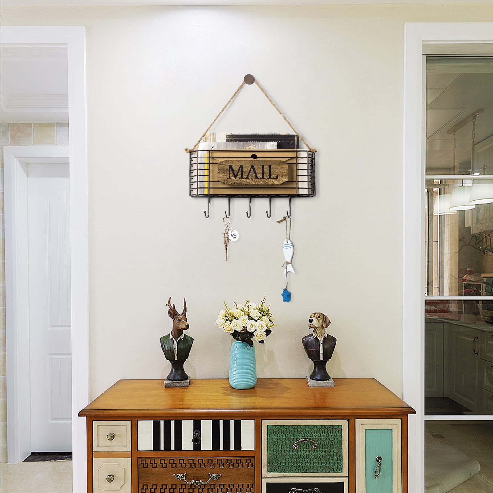 Mail Baskets For Wall Rustic Acacia Wood Wall Mail Organizer - 11 Inch ...
