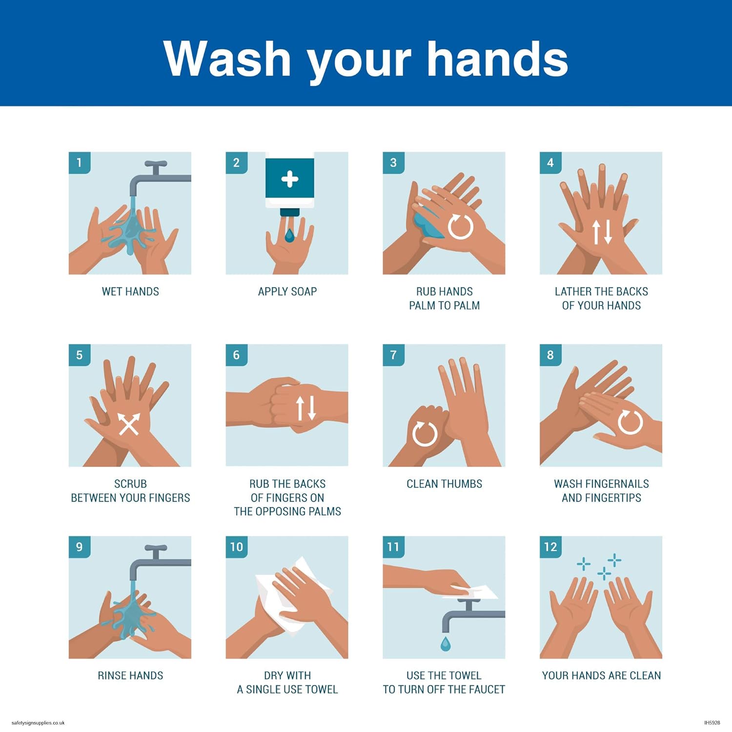 Viking Signs IH5928-S20-V englisches Schild „Wash your hands“aus Vinyl ...