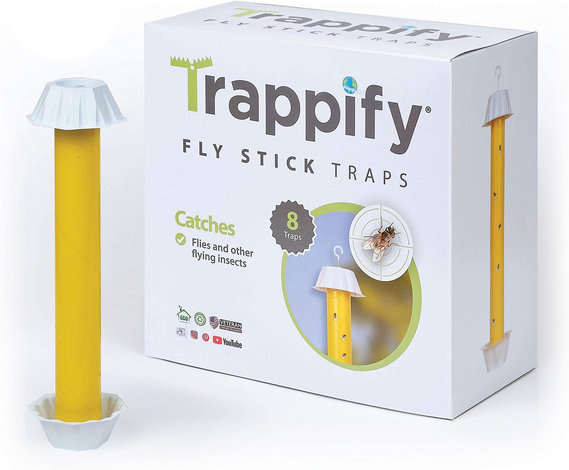 Amazon.com : Qualirey 4 Pcs Sticky Fly Trap Fly Stick with Hanging Hook Adhesive Mosquito ...