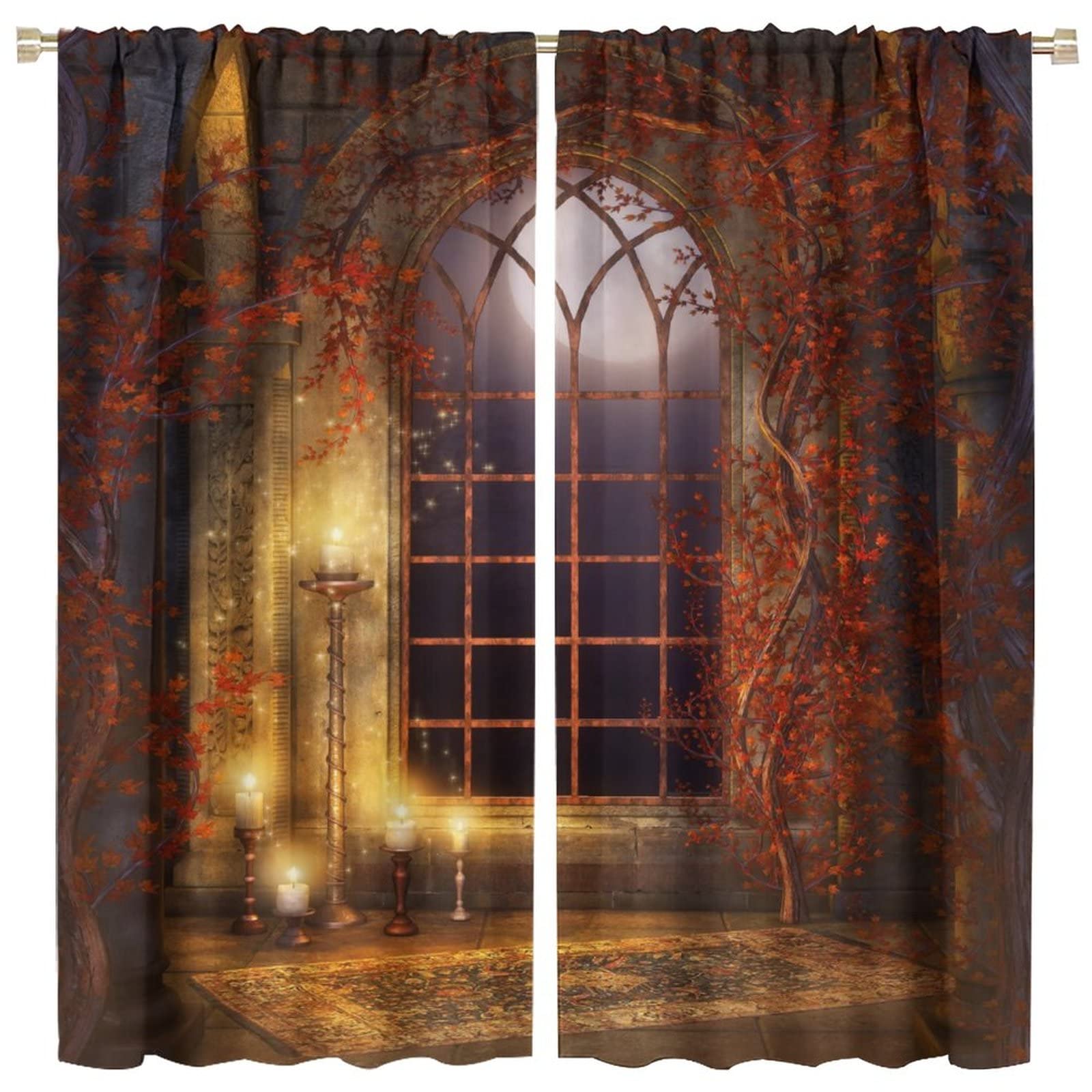 Amazon.com: JESTRONRY Gothic Curtains,Romantic Autumn Maple Vine ...