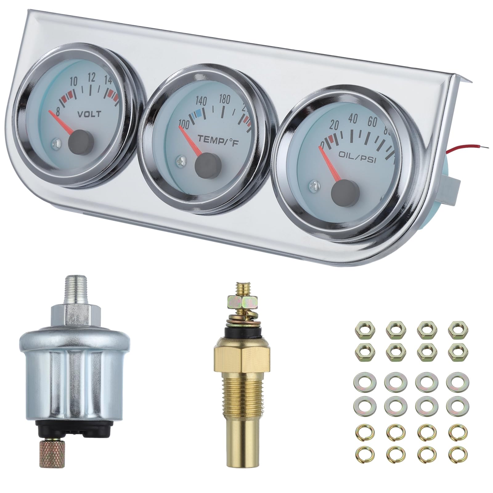 Snapklik.com : Vinyl 52mm 2 3 In 1 Car Auto Gauge Kit, 3 In 1 Car Meter ...