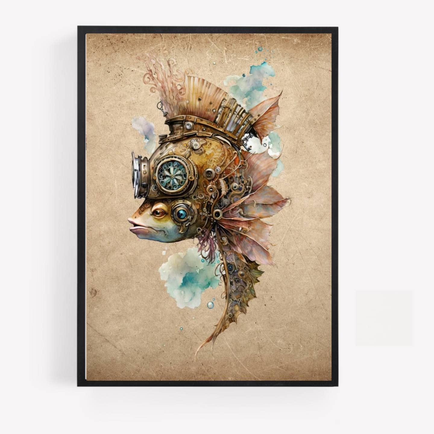Steam punk steampunk goldfish Print Picture Poster hipster dapper ...