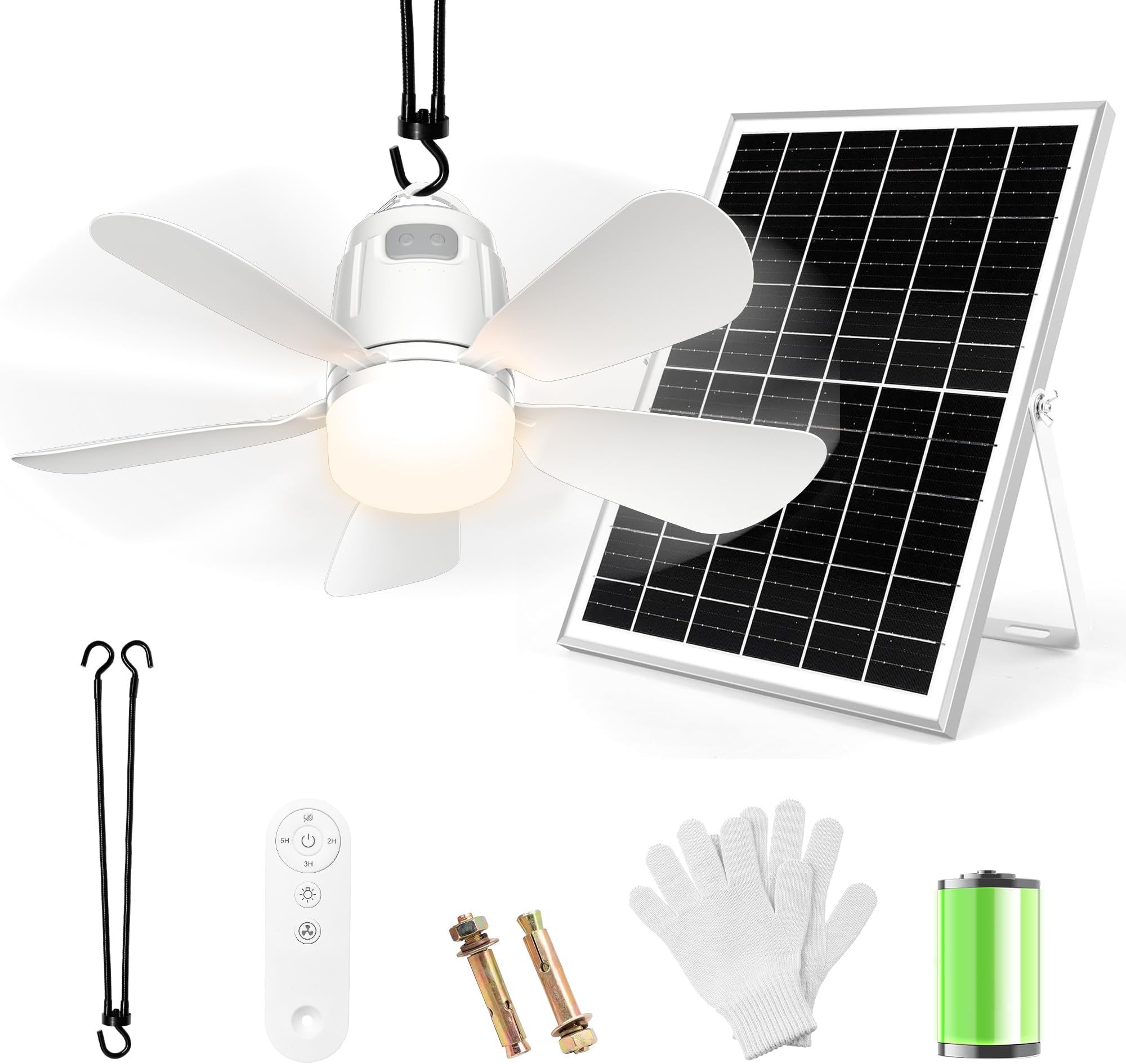 Amazon.com: blessny 16.5" Small Solar Ceiling Fan for Gazebo, 15W Solar ...