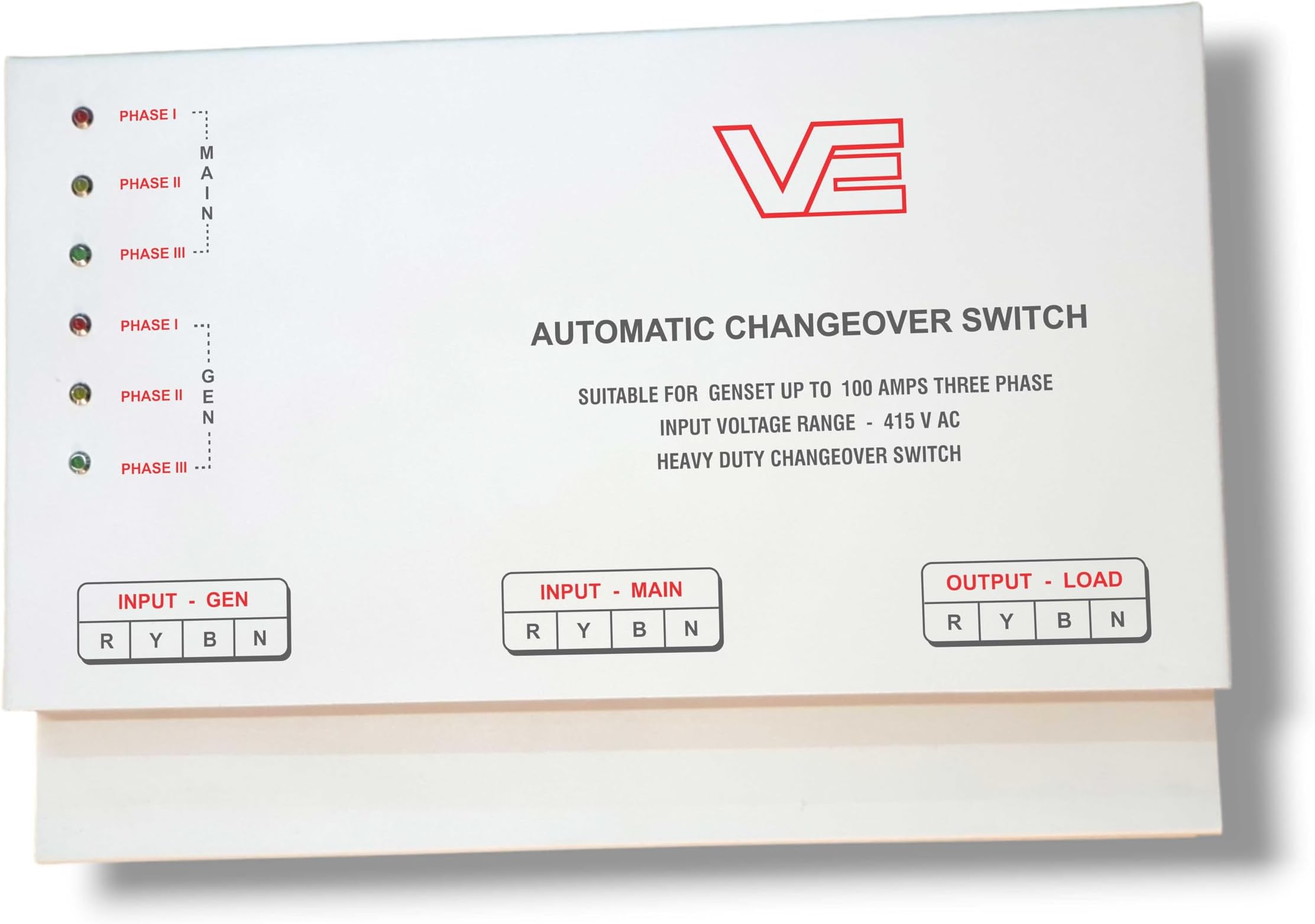 VE AUTOMATIC CHANGEOVER SWITCH 100 AMPS | FOUR POLE | THREE PHASE ...