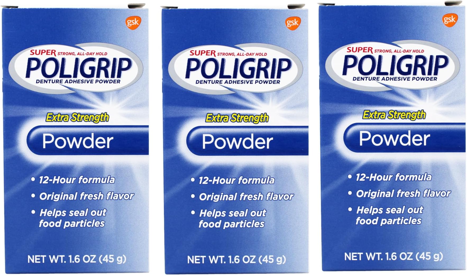 Amazon.com : SUPER POLIGRIP Extra Strength Denture Adhesive Powder 1.60 ...