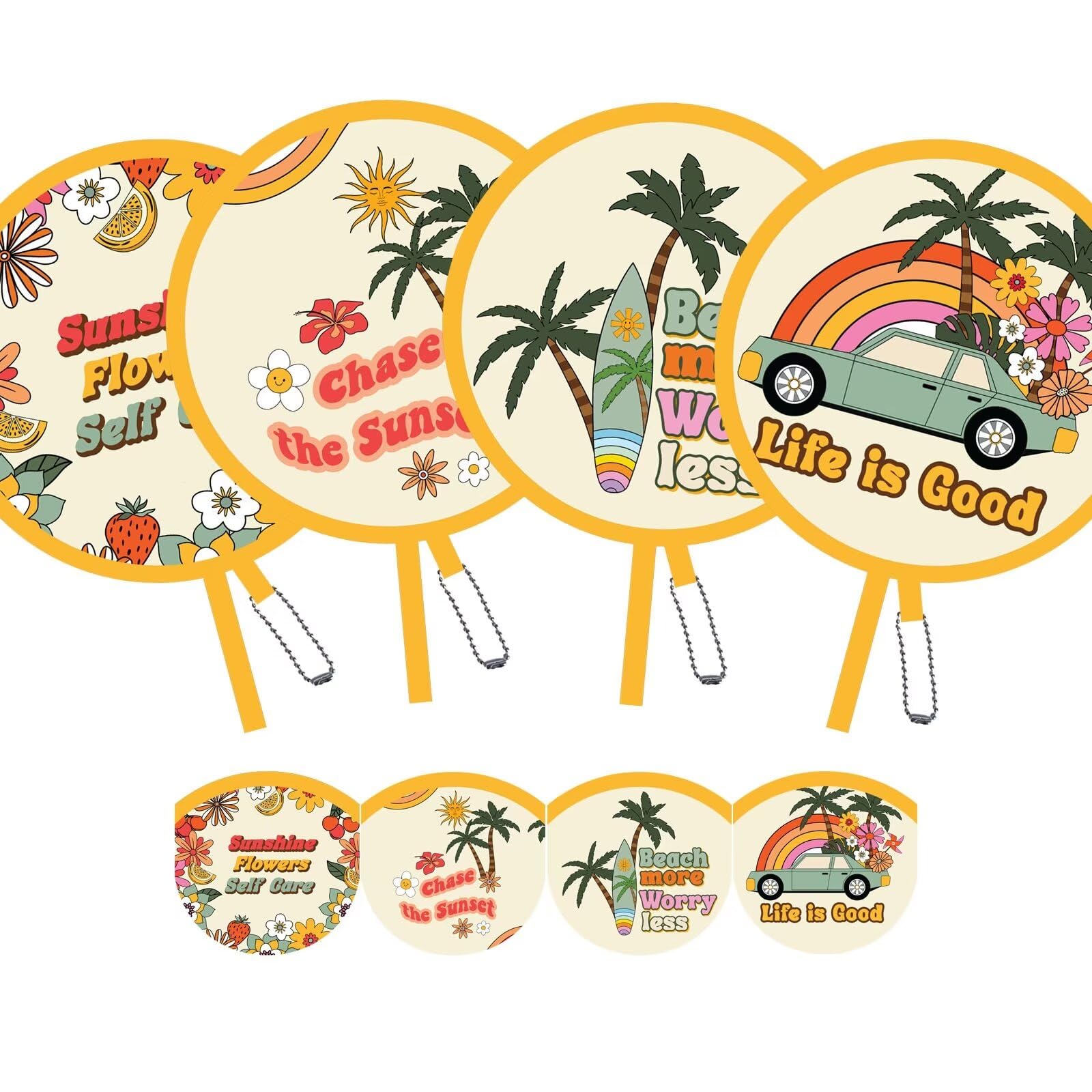 Snapklik.com : SUJJY 4 Pack Beach Style Hand Fan, Foldable Multi-Role ...