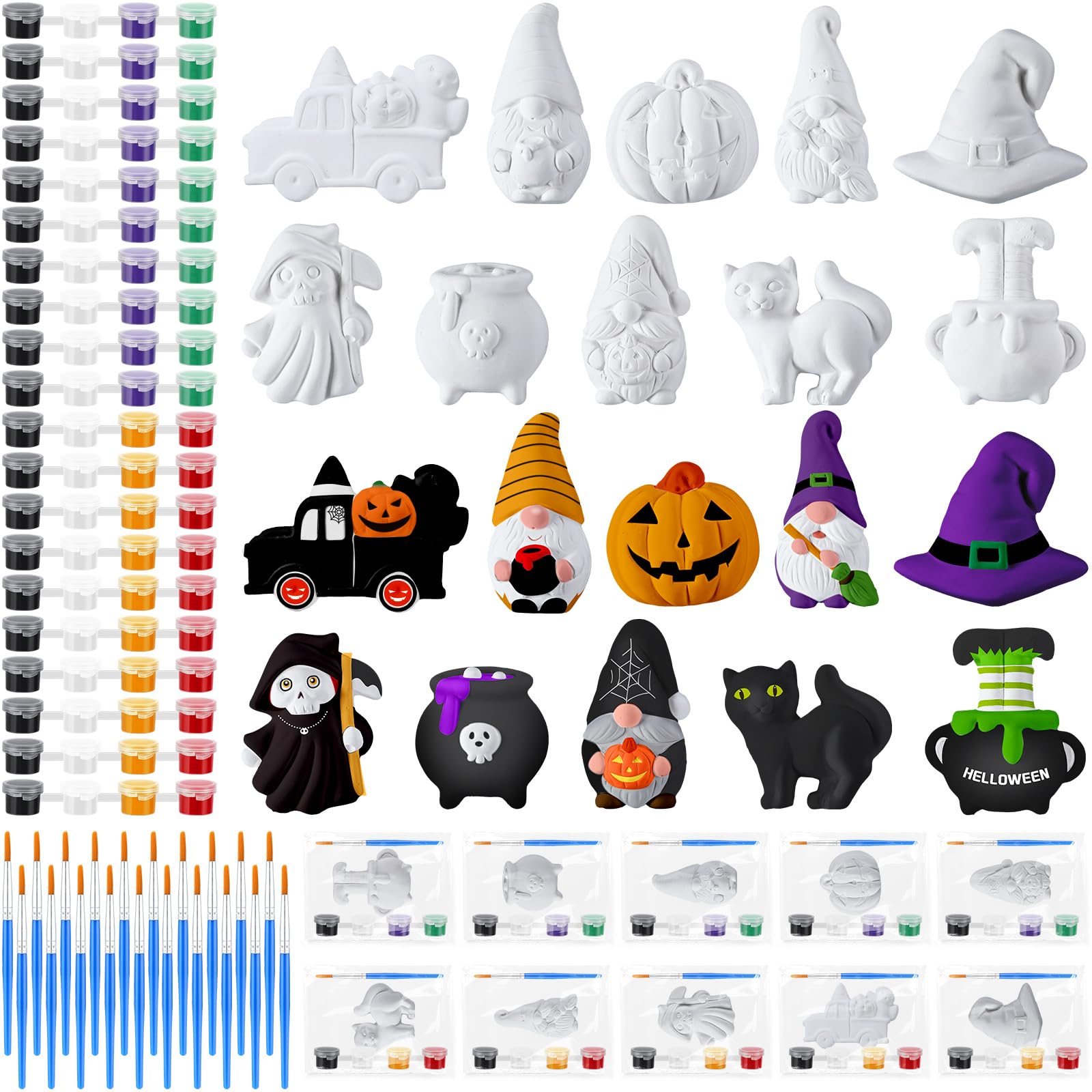 Amazon.com: Simgoing 20 Set Halloween DIY Painting Kit Ceramic to Paint ...