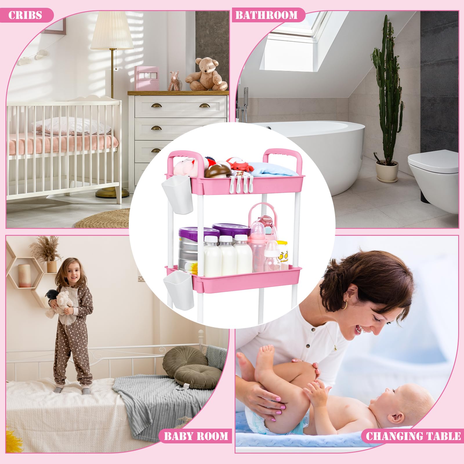 Snapklik.com : Ripeng 3 Tier Diaper Caddy Movable Baby Diaper Cart ...