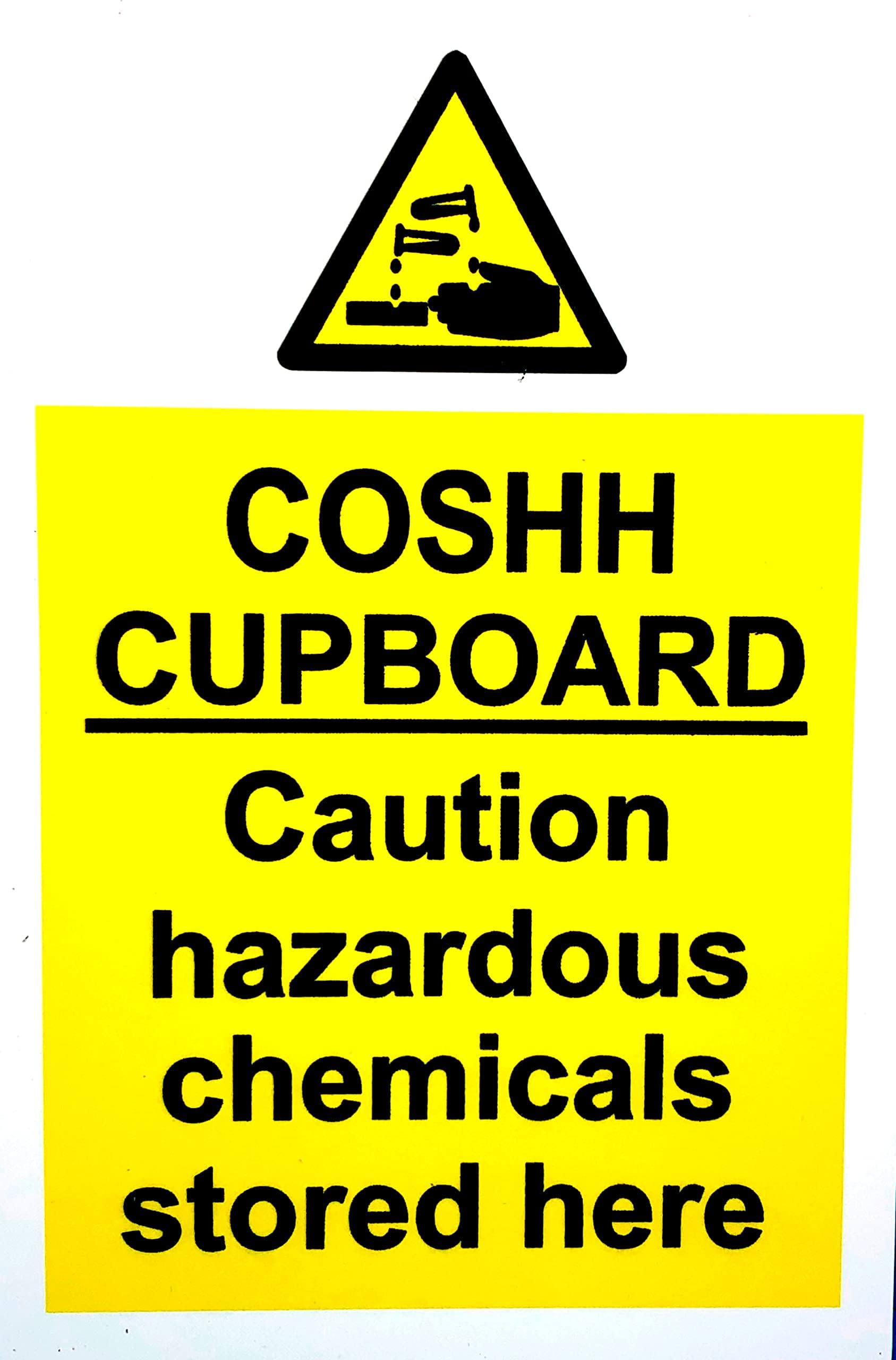 COSHH Cupboard Safety Sign - Self Adhesive Vinyl Sticker 150mm x 200mm ...