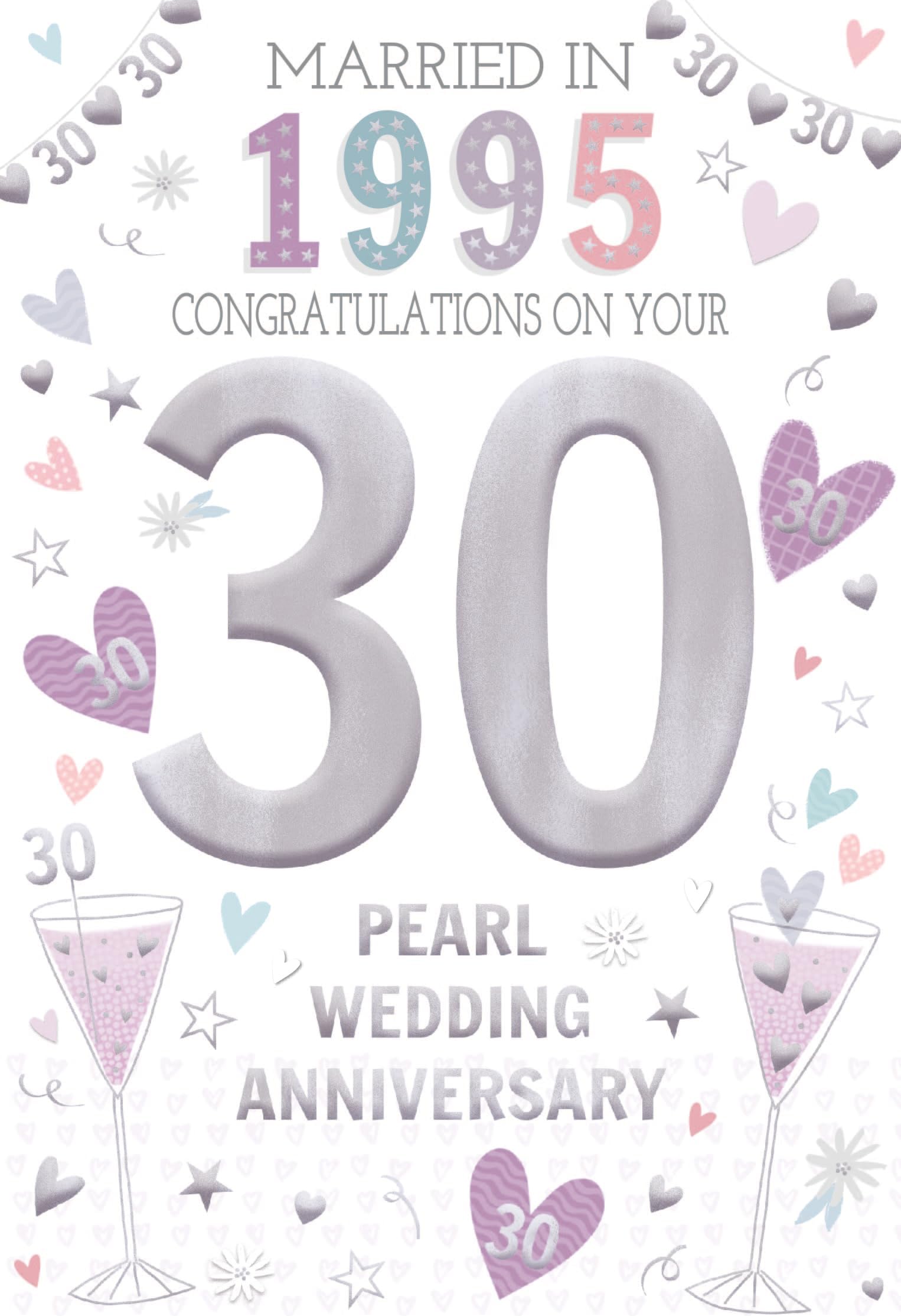 Bold & Bright - Cute Anniversary Card - 'Pearl Wedding Anniversary ...