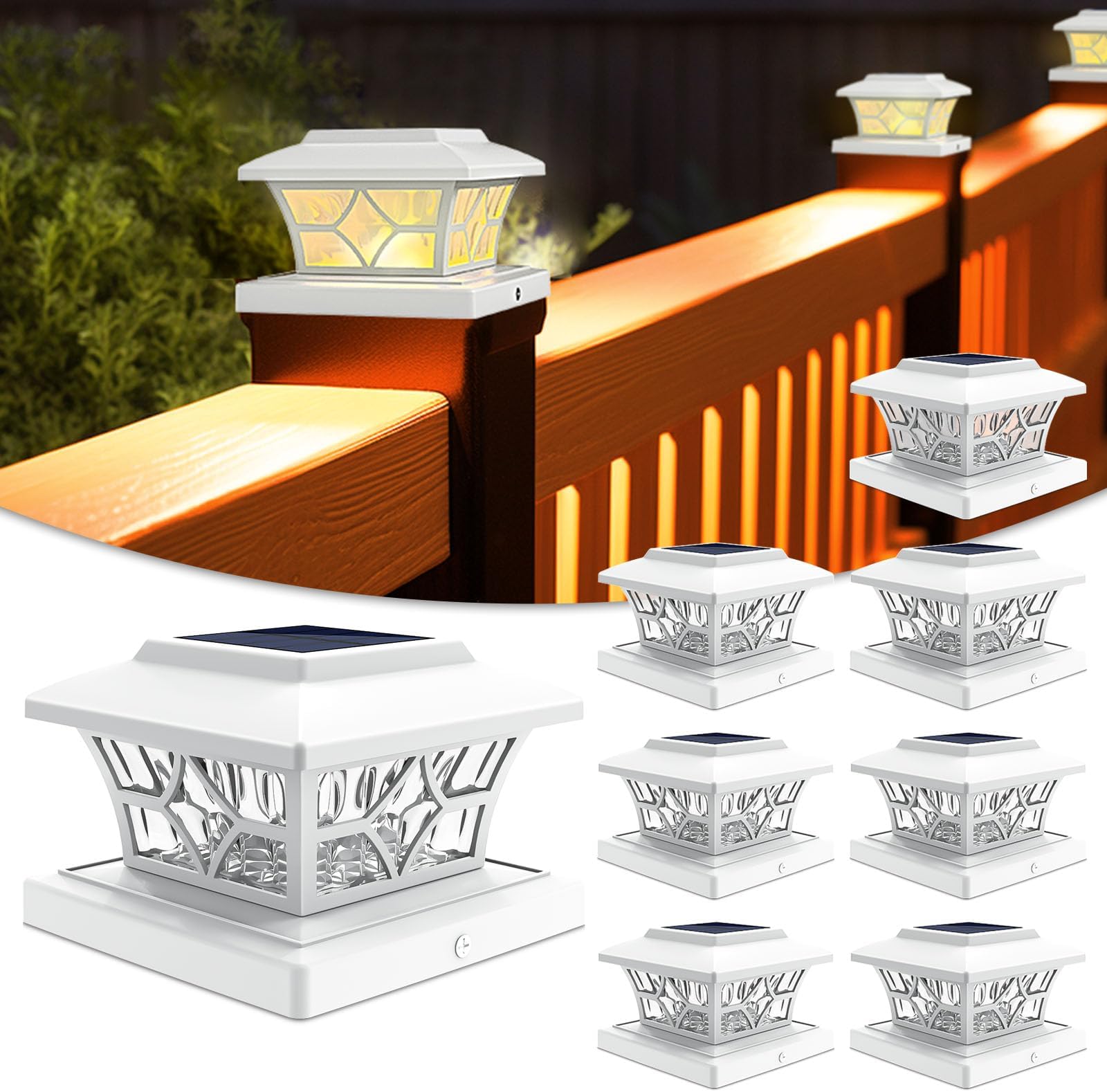 VOLISUN Solar Post Cap Lights Outdoor, Solar Powered Fence Post Cap ...