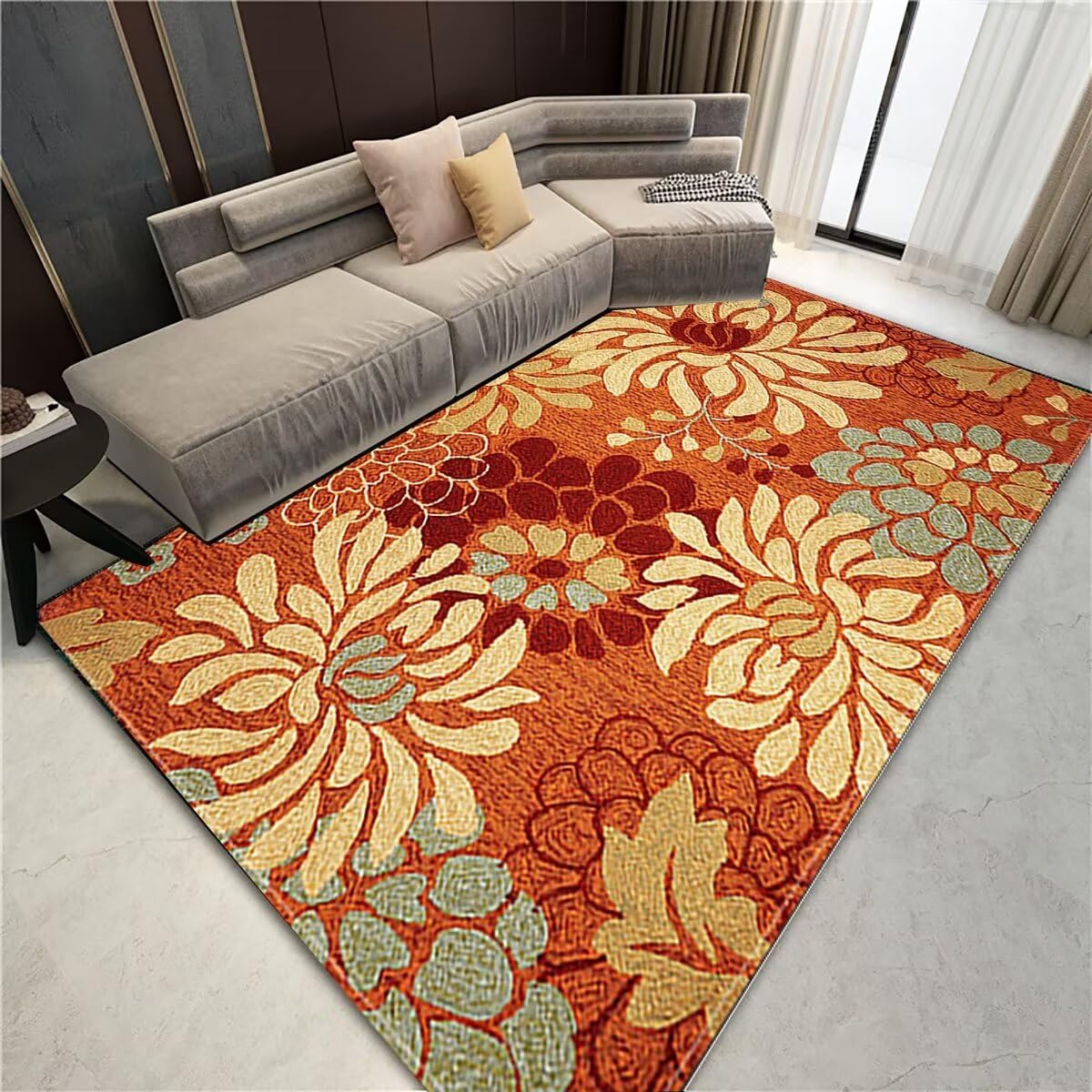 Amazon.com: Qkjtyt Contemporary Orange Abstract Floral Area Rugs for ...