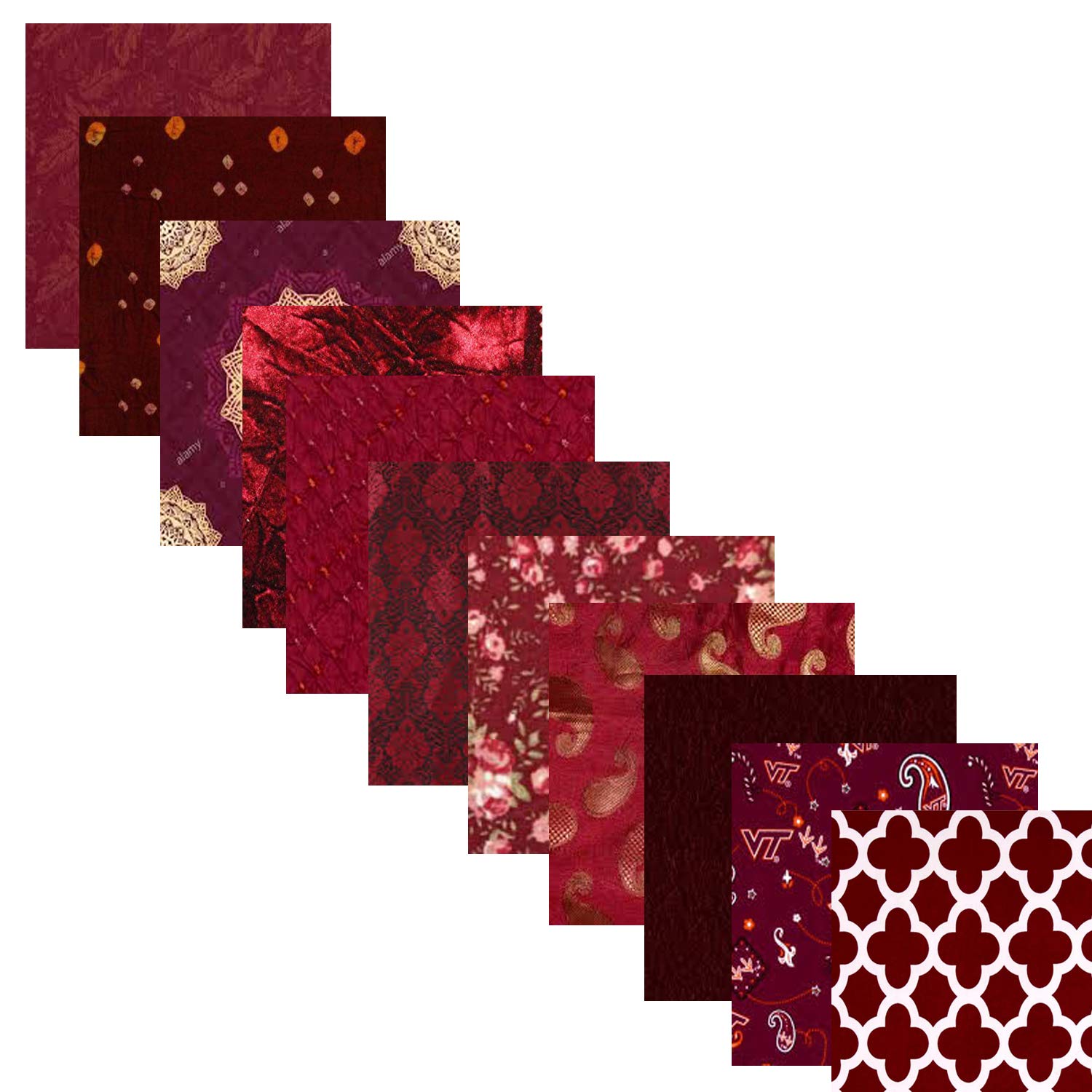 Snapklik.com : Maroon Assorted Design Fat Quarter Pack Bundles Quilting ...