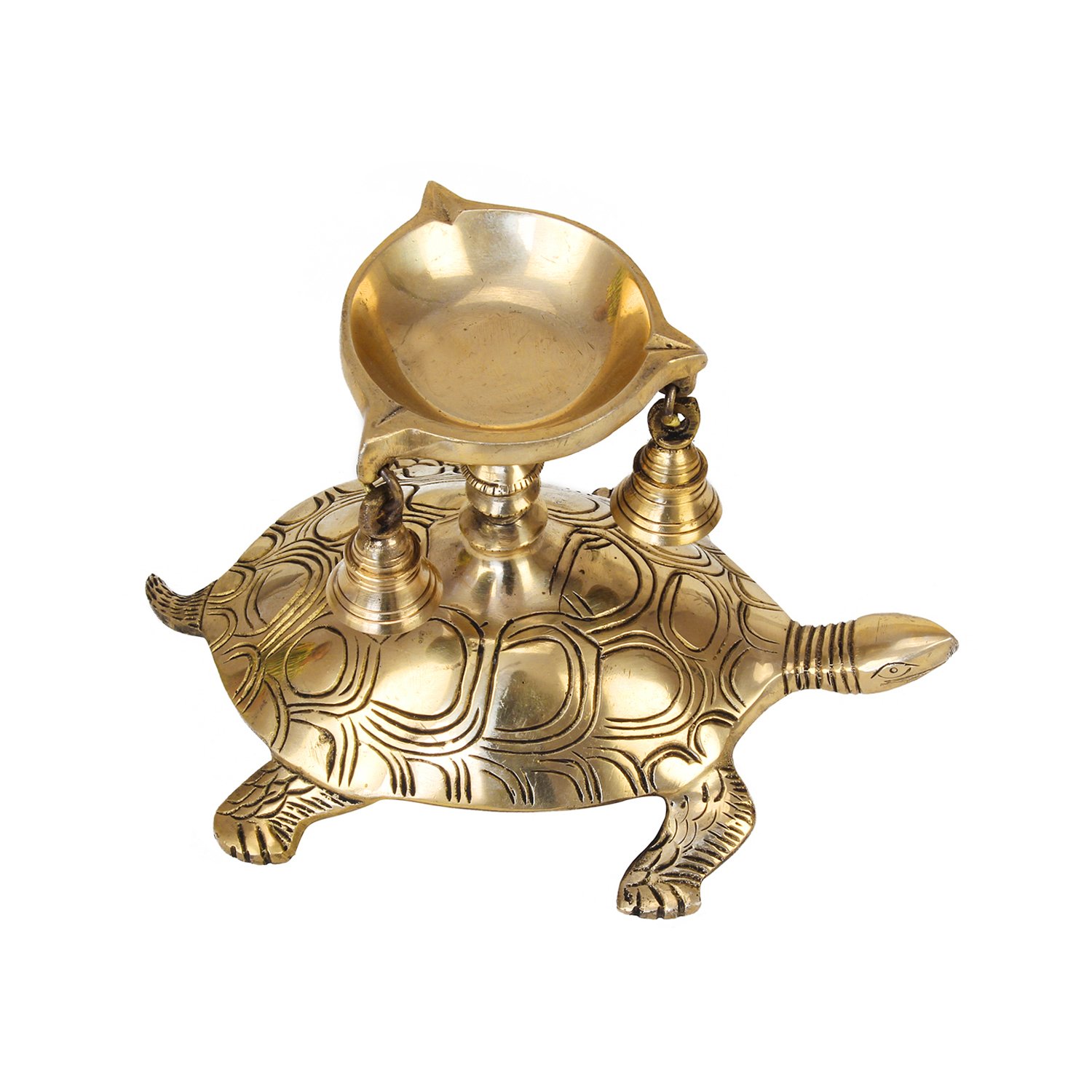 Kartique Brass Tortoise Diya - Unique Tortoise Kachua Design with Bells ...