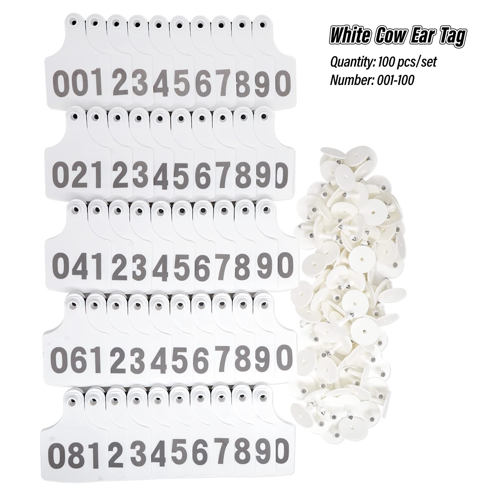 Snapklik.com : Cattle Ear Tags,100PCS Numbered Plastic Livestock Ear ...