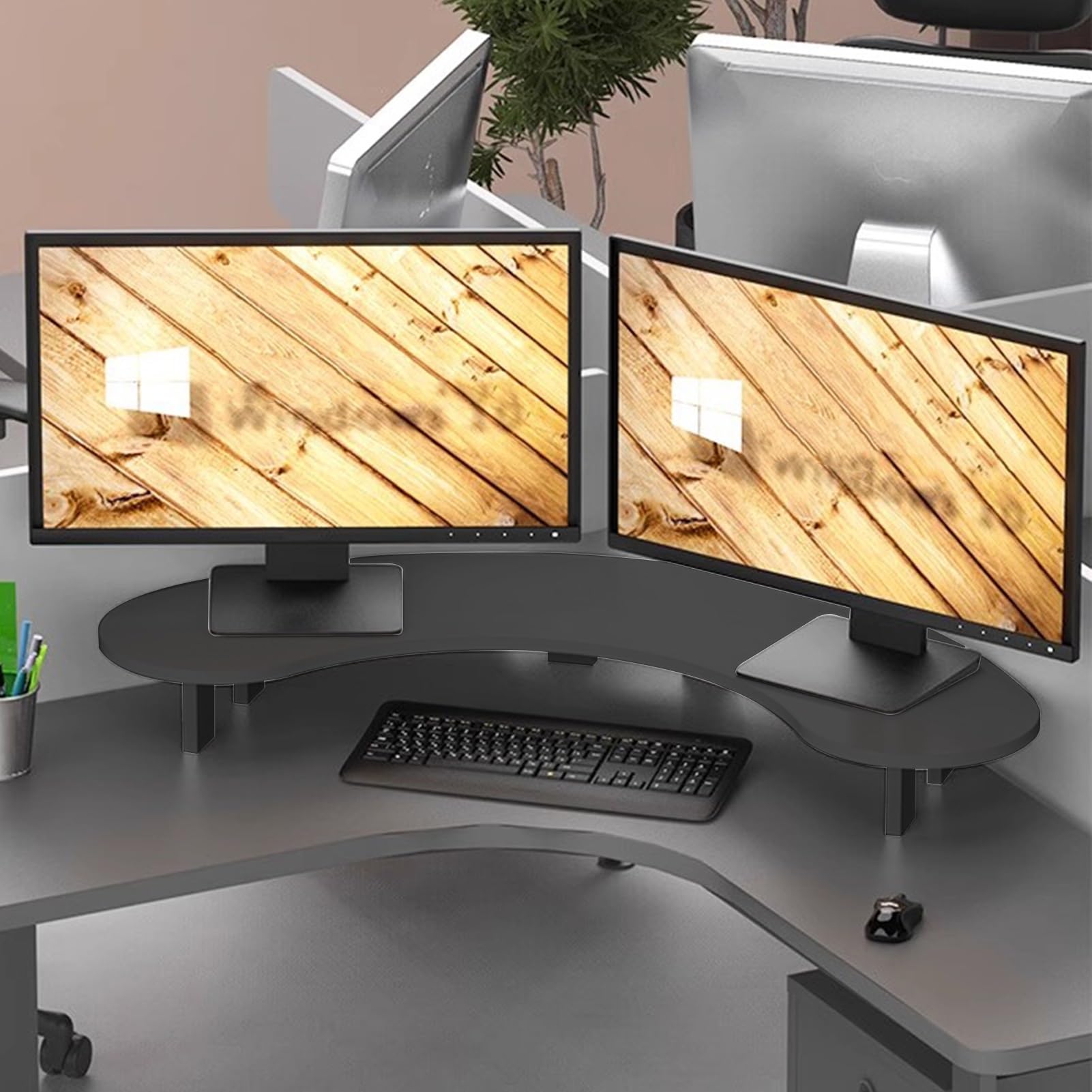 Amazon.com: Corner Monitor Stand Large Desk Riser for 2 Monitors, Arc ...