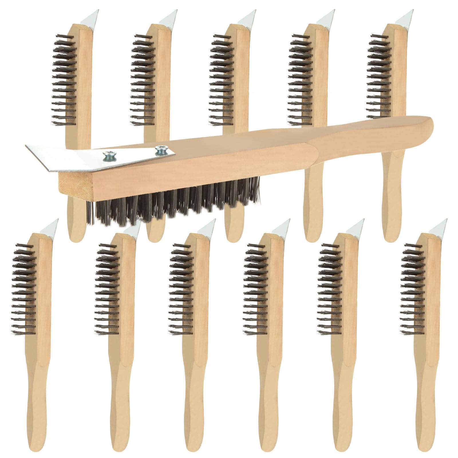 YOUNTHYE 12PCS Wire Brush, 12" Long Handled Wire Brushes for Cleaning ...
