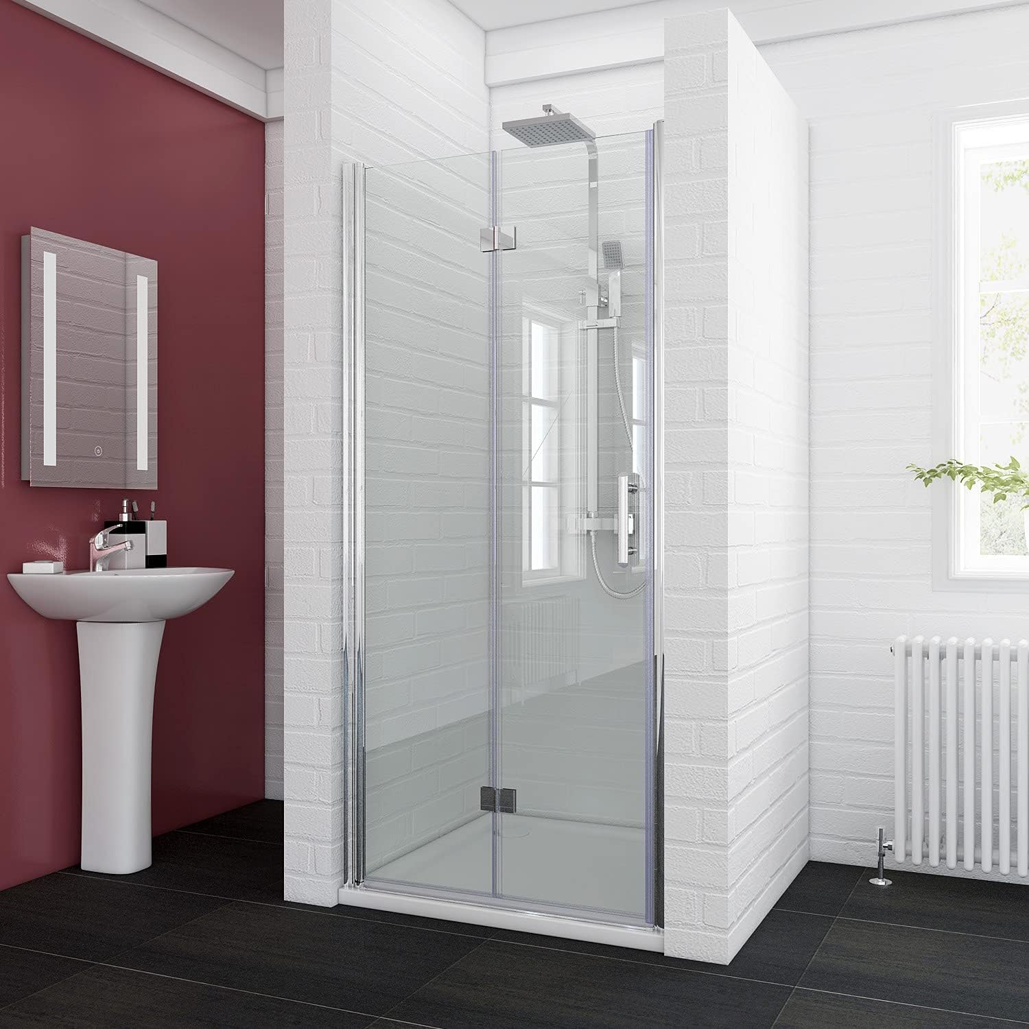 ELEGANT 1000 mm Bifold Shower Cubicle Door Reversible Folding Glass ...
