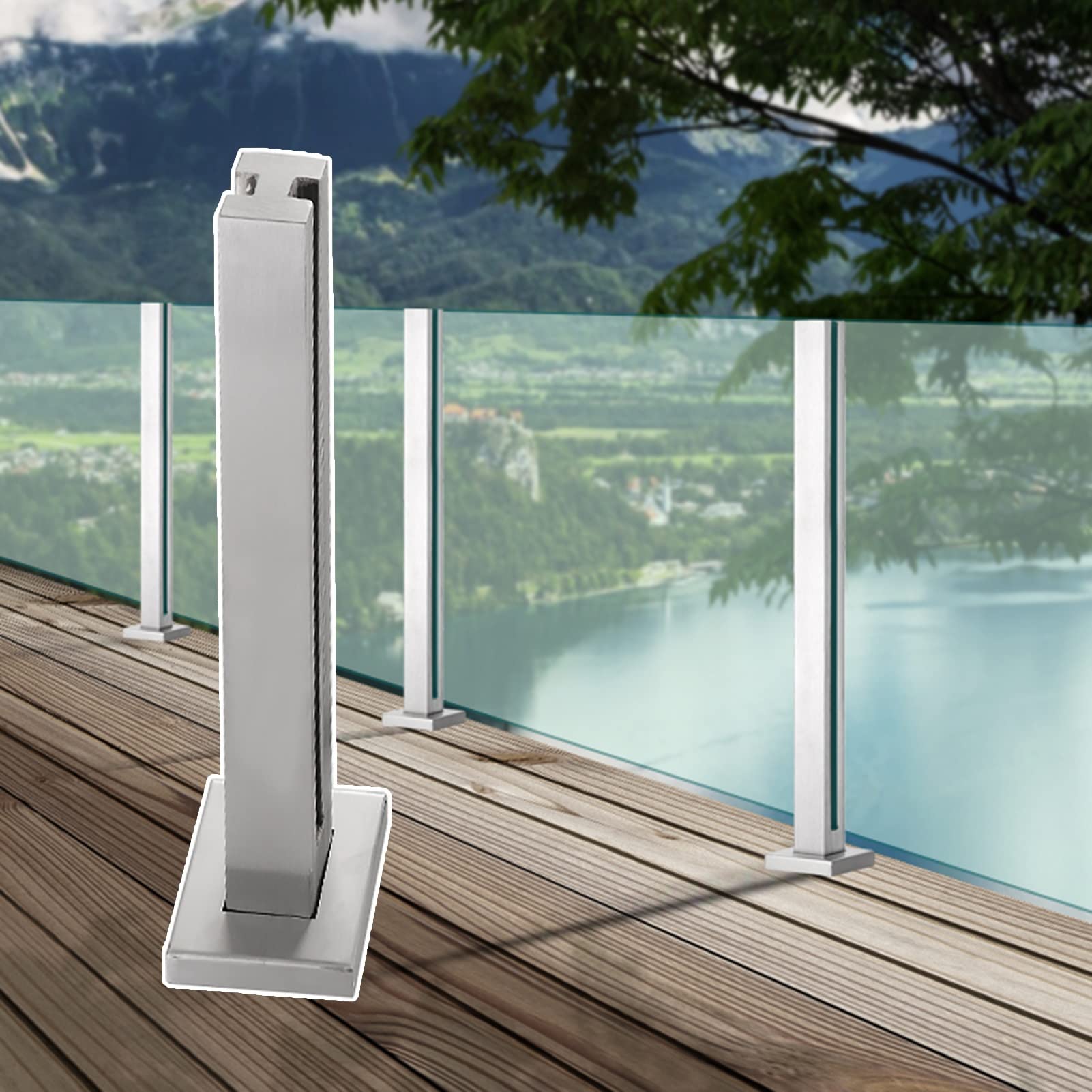 Glass Balustrade Outdoor Deck Patio Glass Railing Post Kit Stainless ...