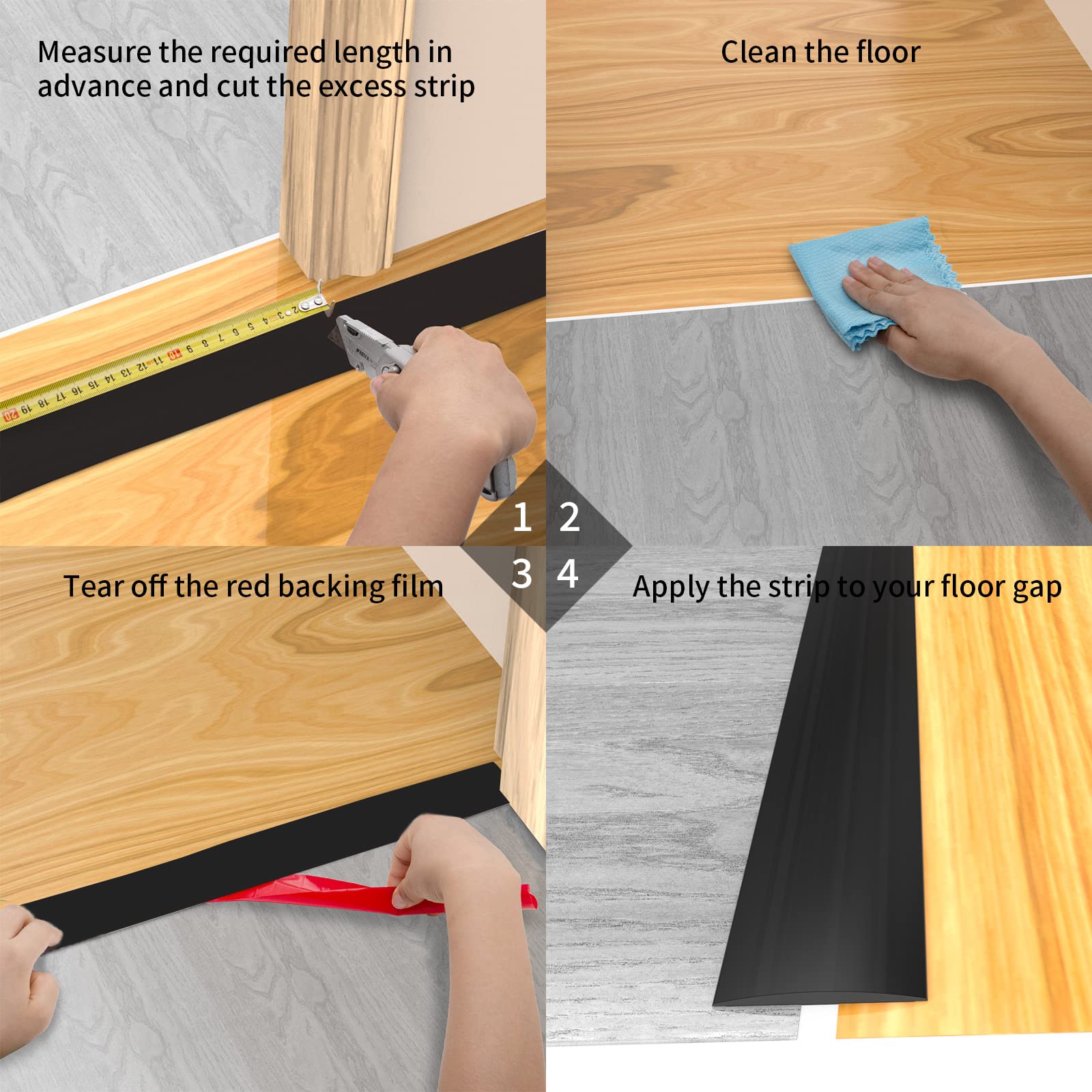 Snapklik.com : 10Ft Floor Transition Strip, Floor Cover Strips Self ...