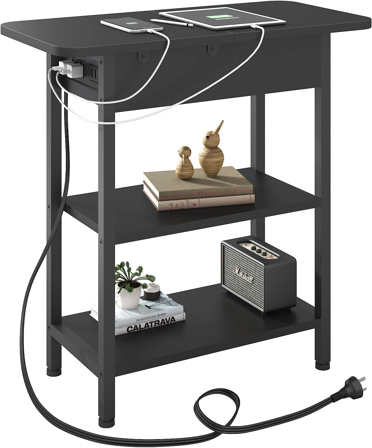 Amazon.com: LIDYUK End Table with Charging Station, Narrow Side Table ...